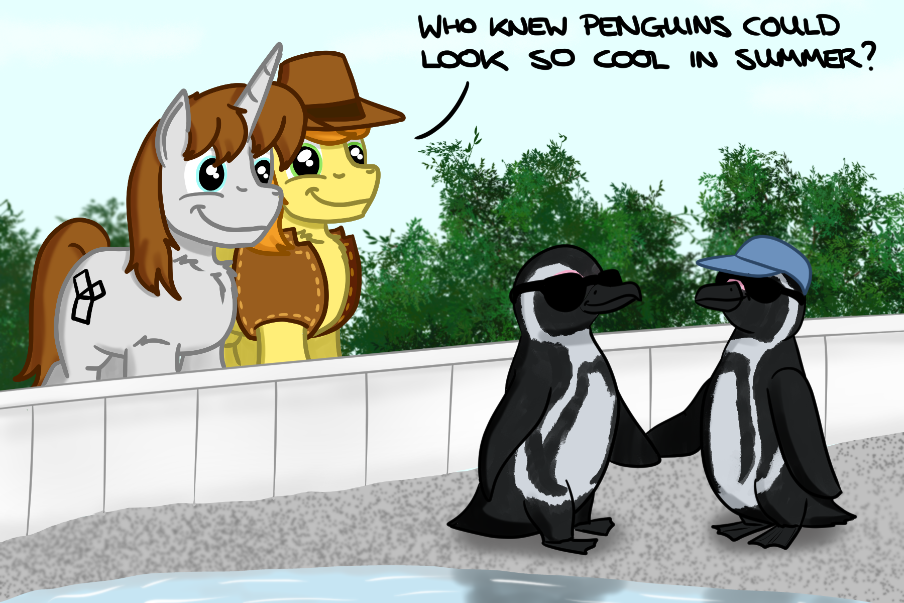 #3511050 - safe, artist:hoofclid, braeburn, oc, oc:hoofclid, bird ...