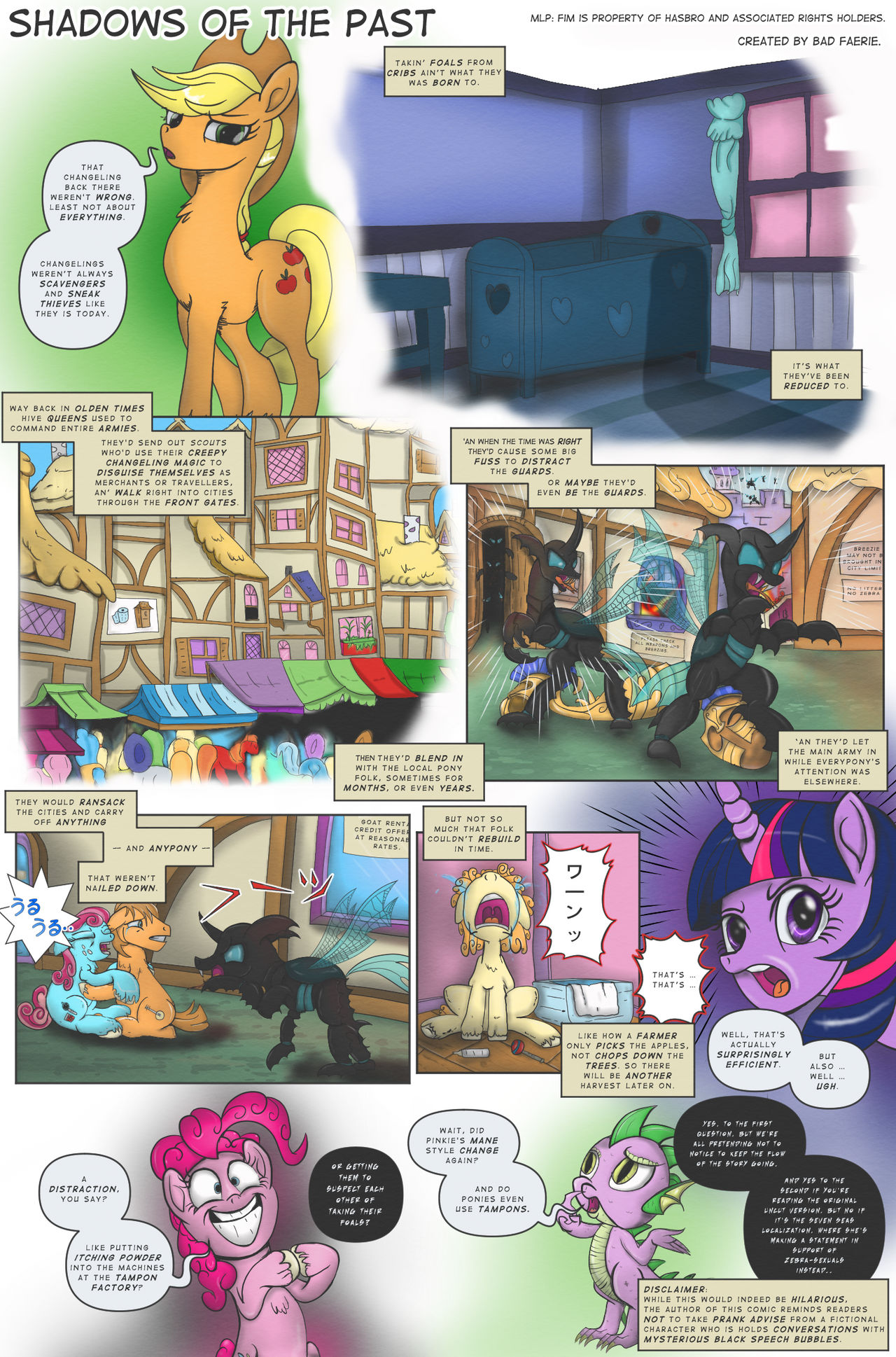 #3512327 - safe, artist:thebadfaerie, applejack, pinkie pie, spike ...