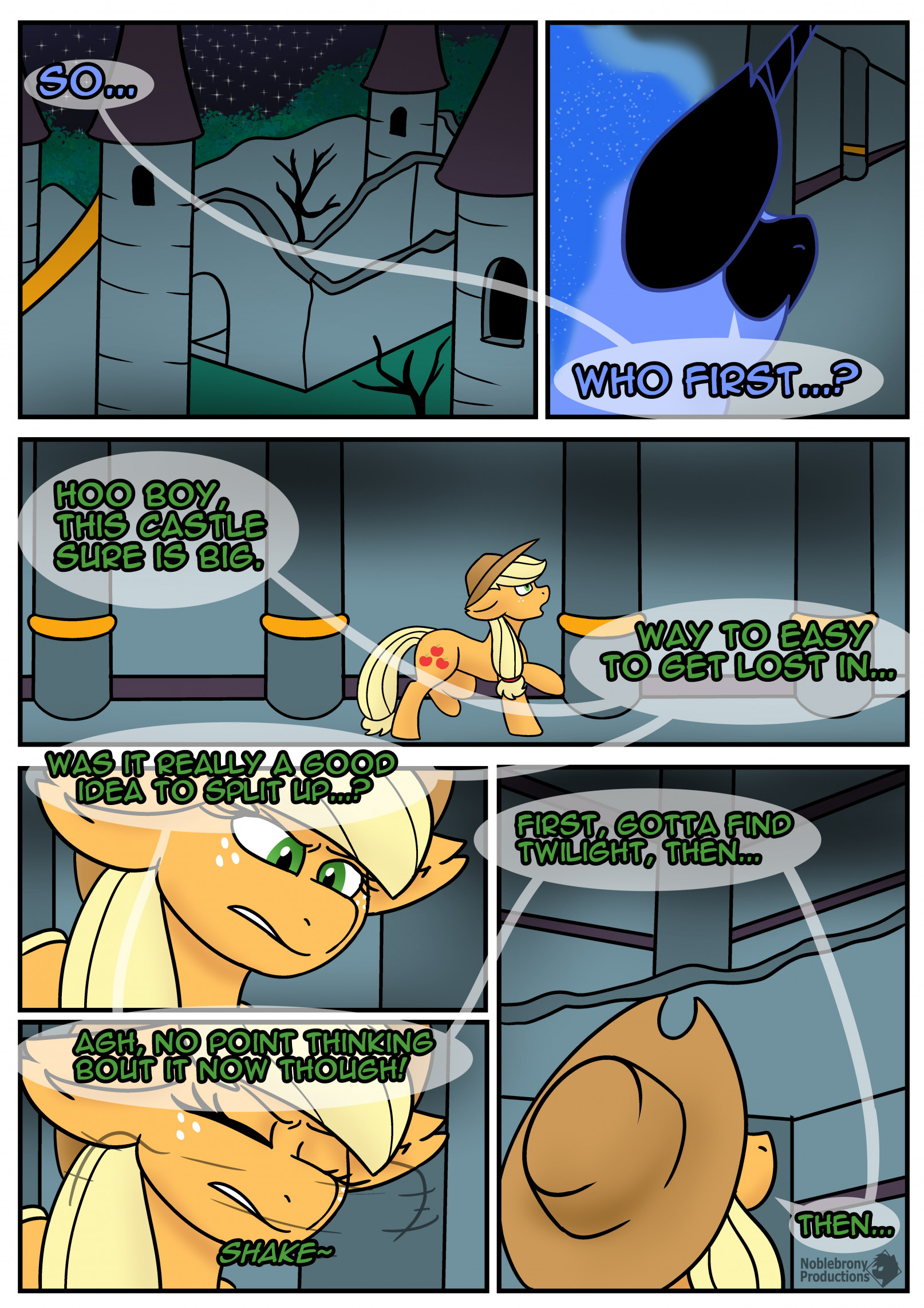 #3512976 - safe, artist:noblebrony317, part of a set, applejack, nightmare moon, g4, dialogue ...