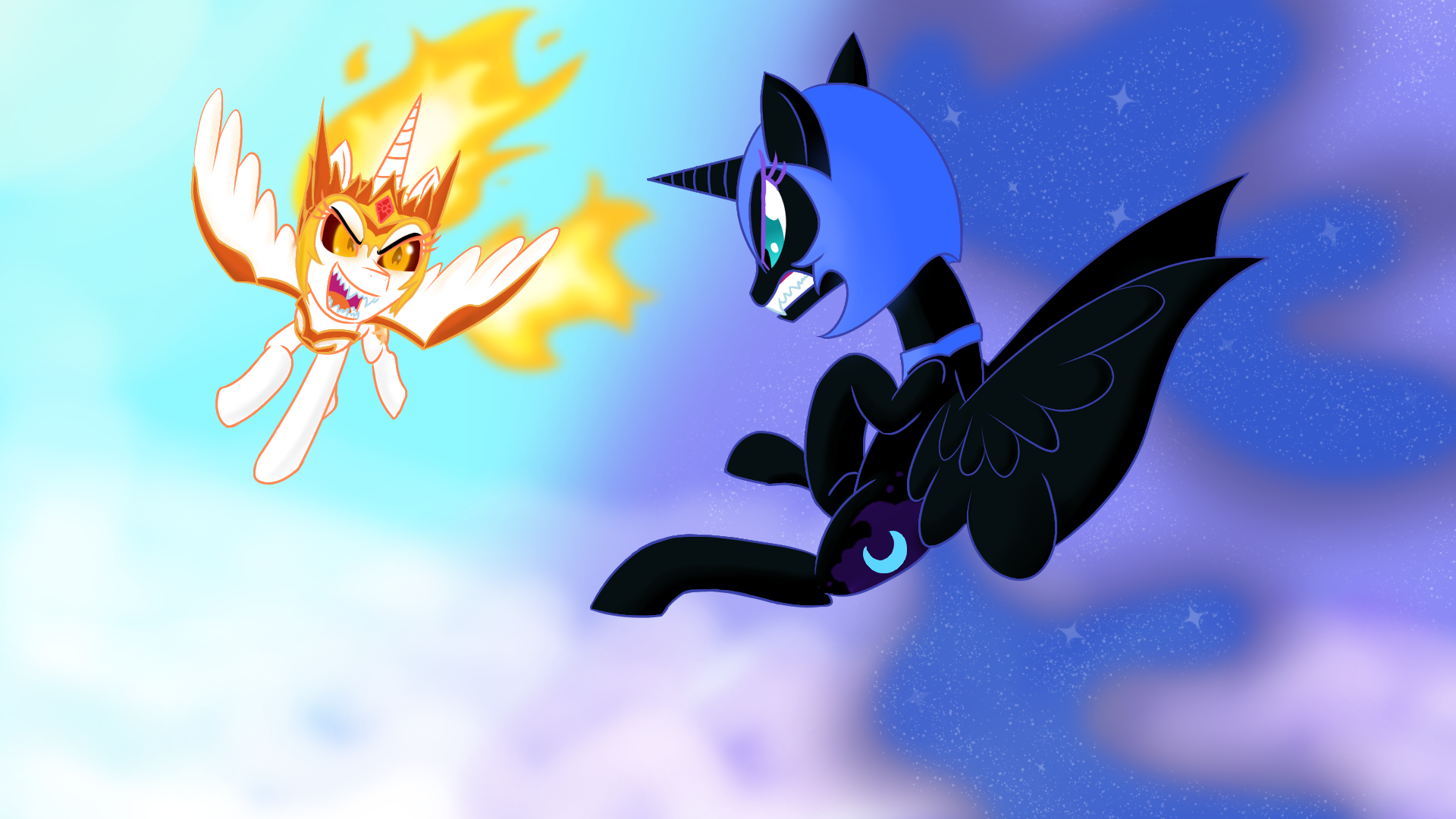 #3513935 - safe, artist:agreylongma, daybreaker, nightmare moon ...