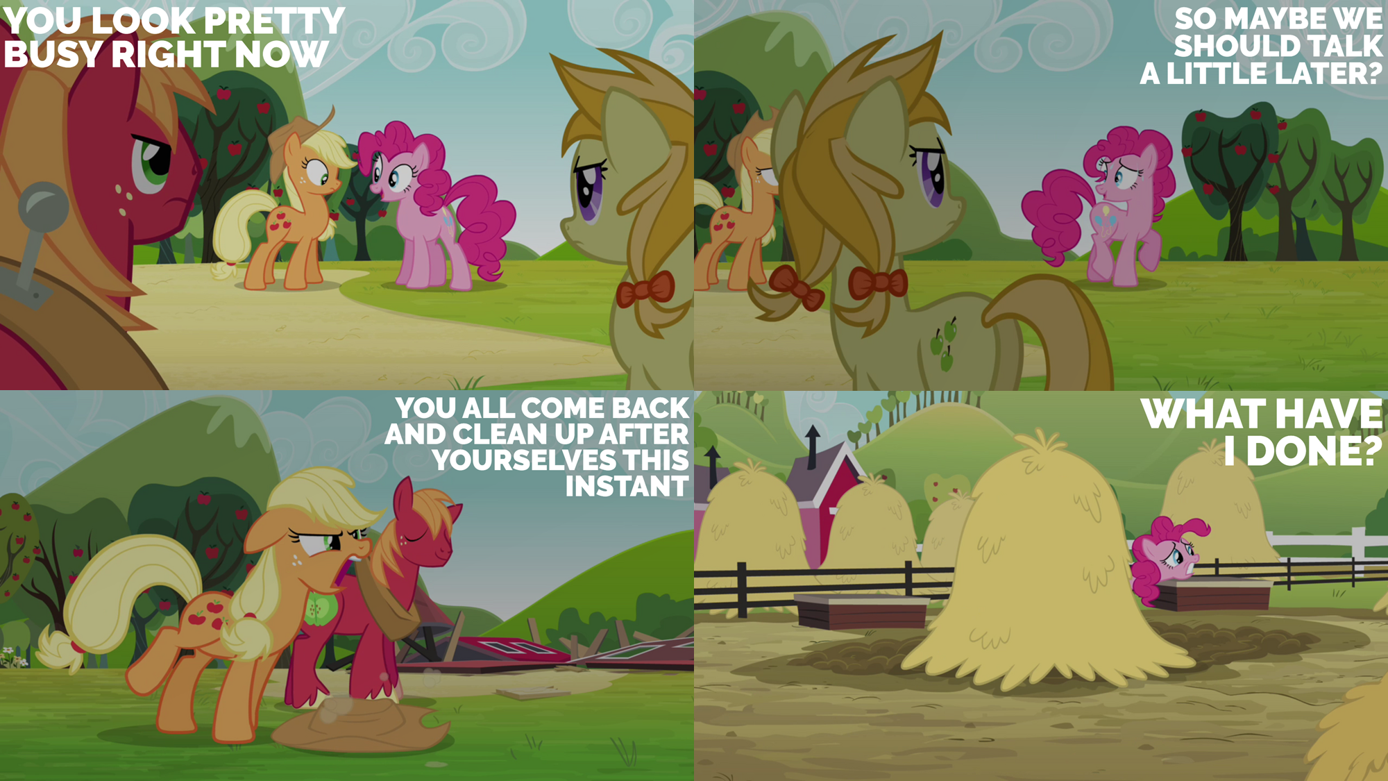#3513984 - safe, edit, edited screencap, editor:quoterific, screencap, applejack, big macintosh ...