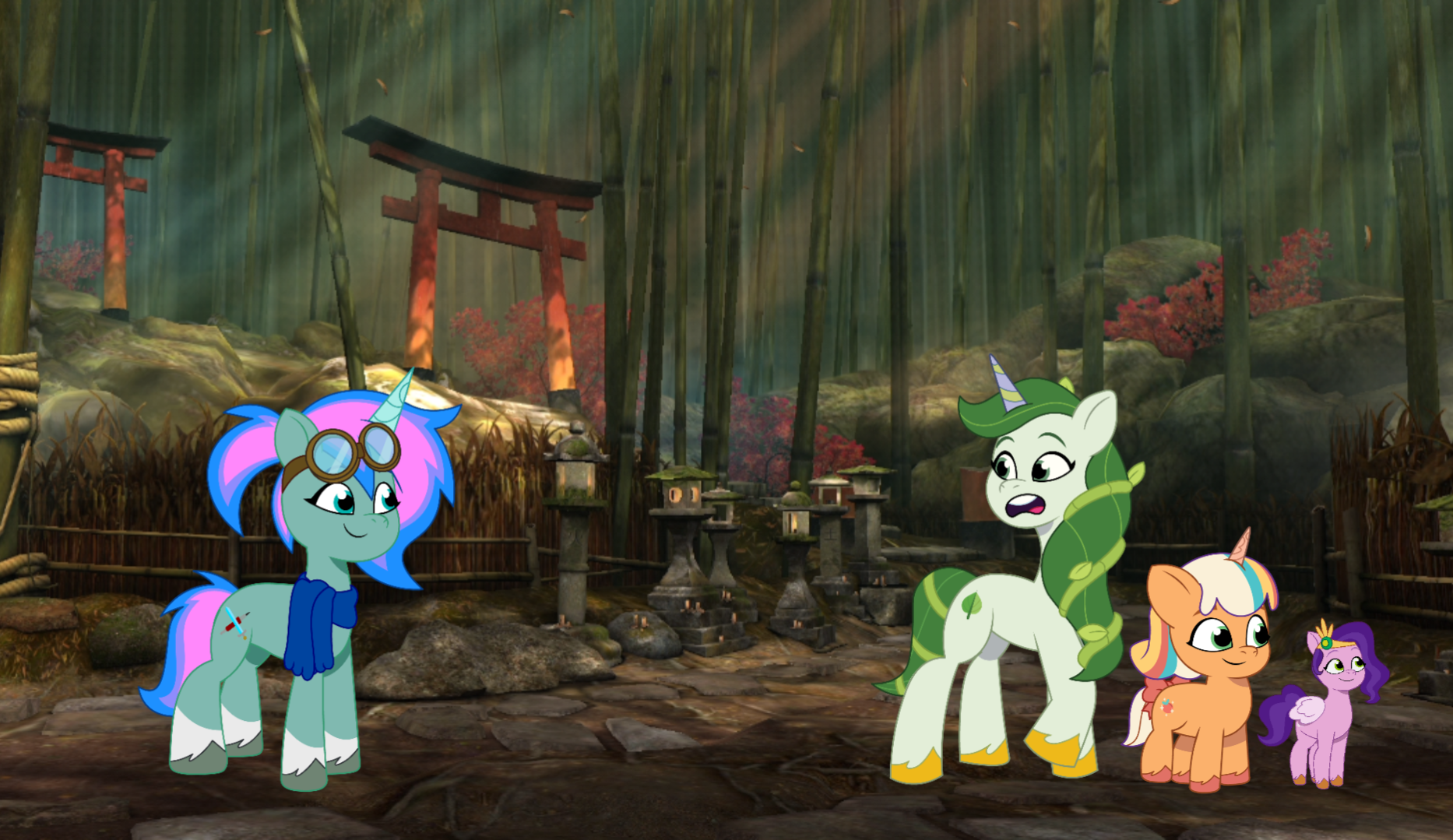 #3514235 - safe, artist:caseyben887, artist:prixy05, leaf pony, peach ...