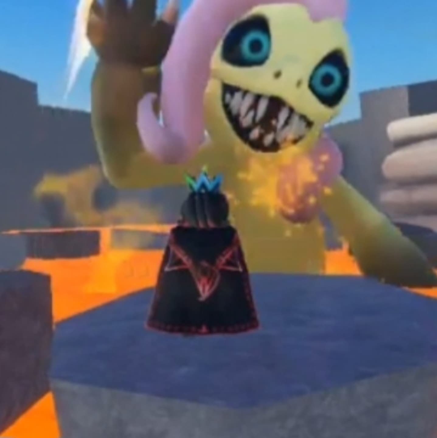 #3514585 - safe, artist:mycreepyponycartoon, fluttershy, monster pony ...