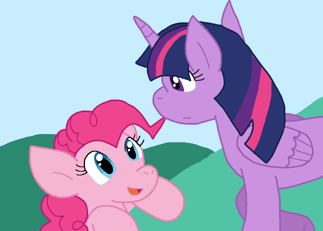 #3515196 - safe, artist:cmara, pinkie pie, twilight sparkle, alicorn, earth pony, pony, g4, duo ...