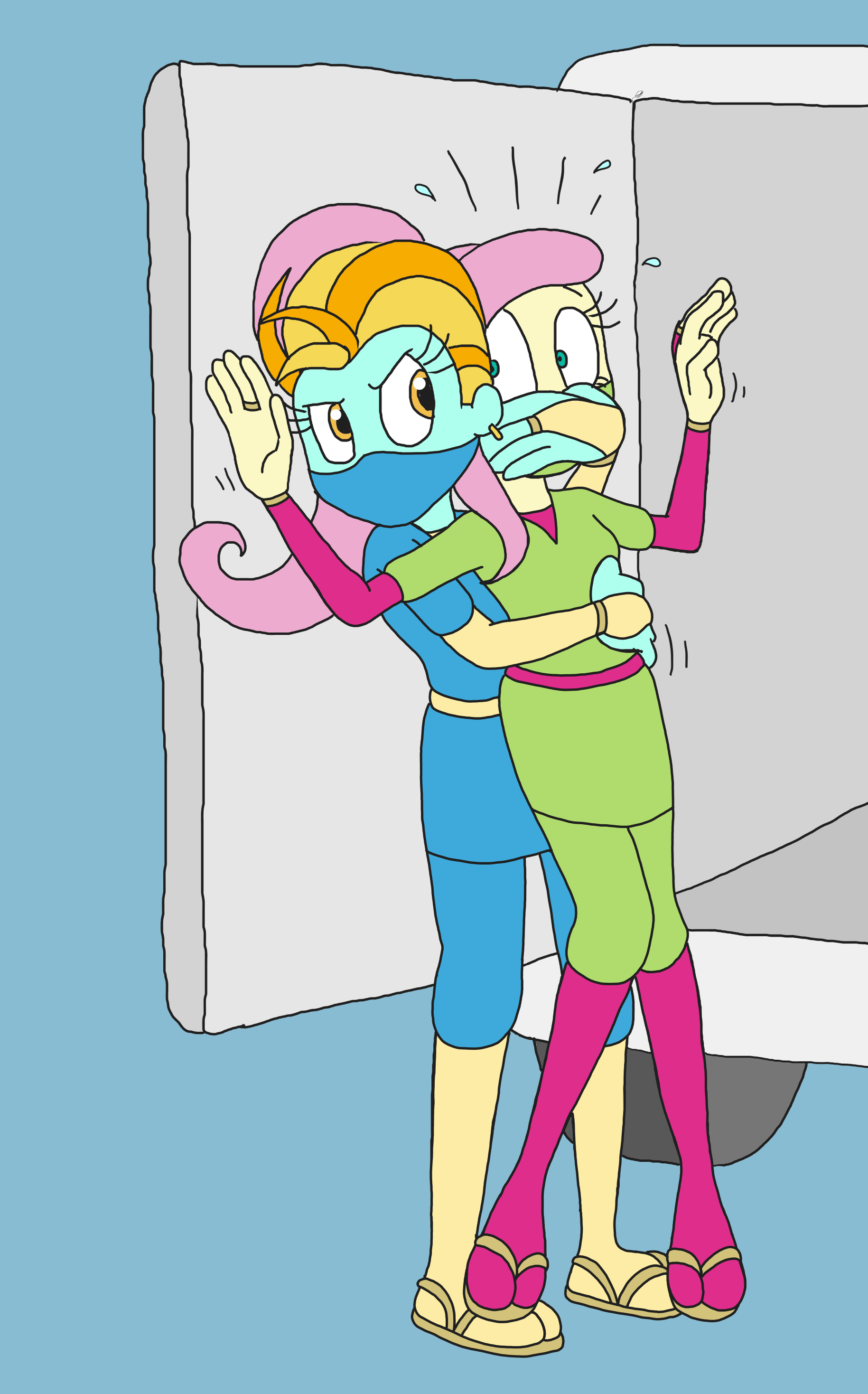 #3503819 - safe, artist:bugssonicx, fluttershy, lightning dust, human, equestria girls, g4, :o ...