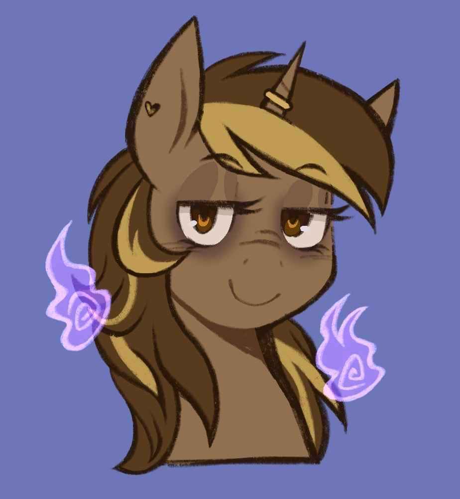 #3504620 - safe, artist:mel, oc, oc only, oc:skivvy, pony, unicorn, blue background, ear ...