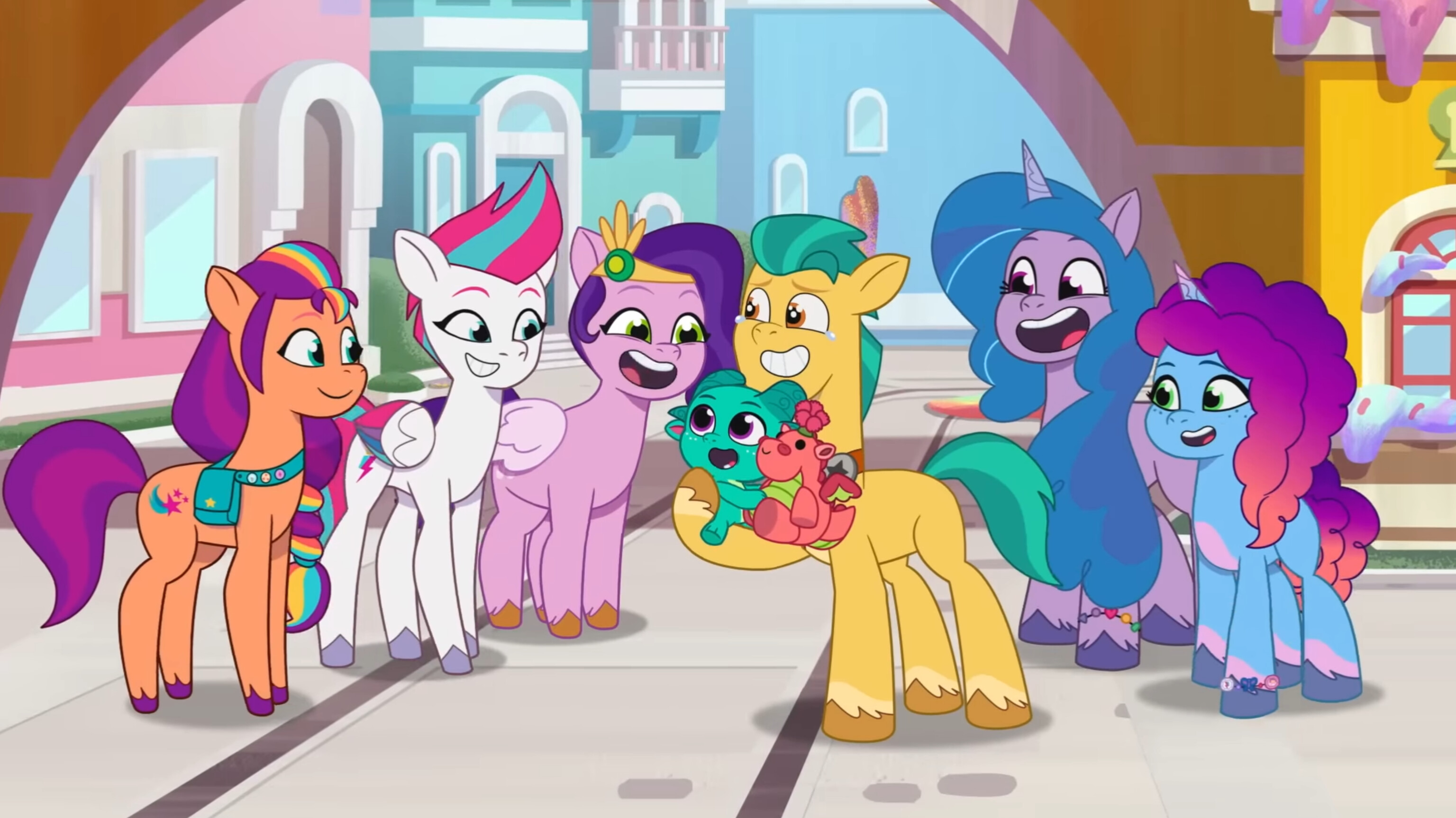 #3292013 - safe, screencap, hitch trailblazer, izzy moonbow, misty ...