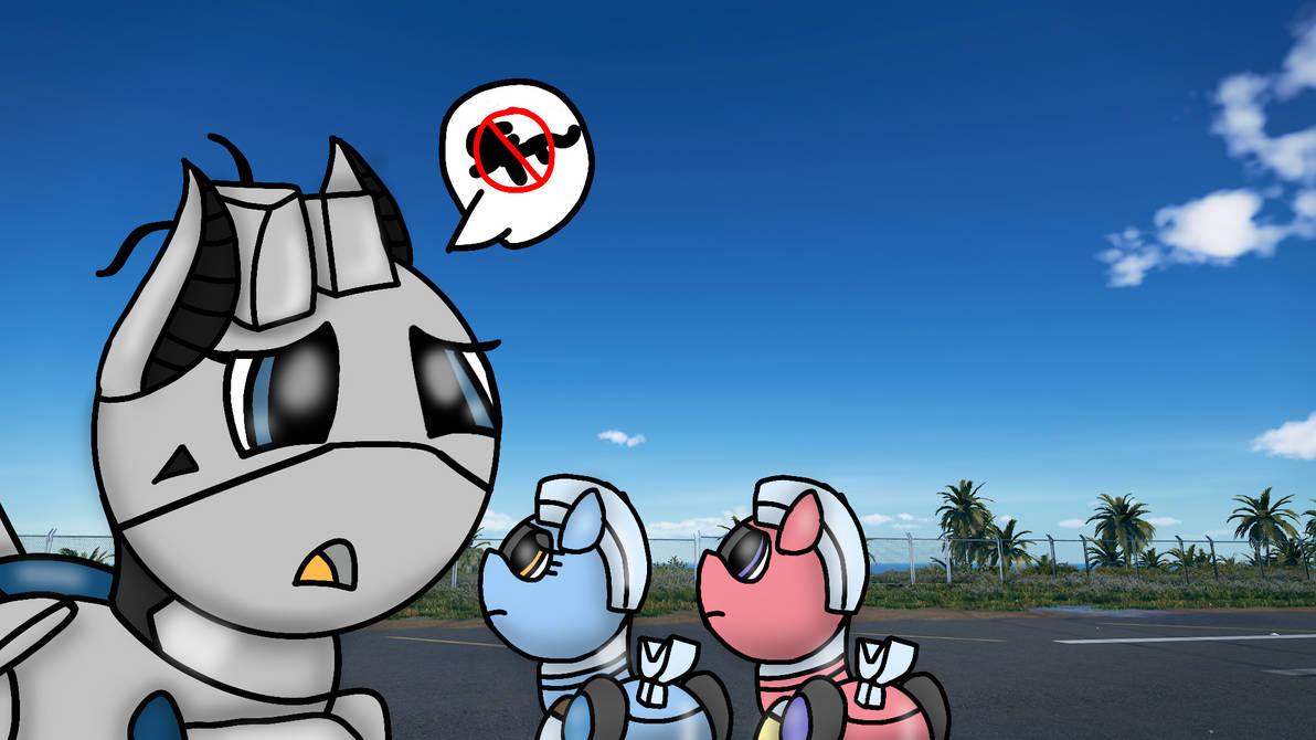 #3299412 - safe, artist:foxfer64_yt, oc, oc only, oc:silverstream (robot pony), oc:trackhead, oc ...