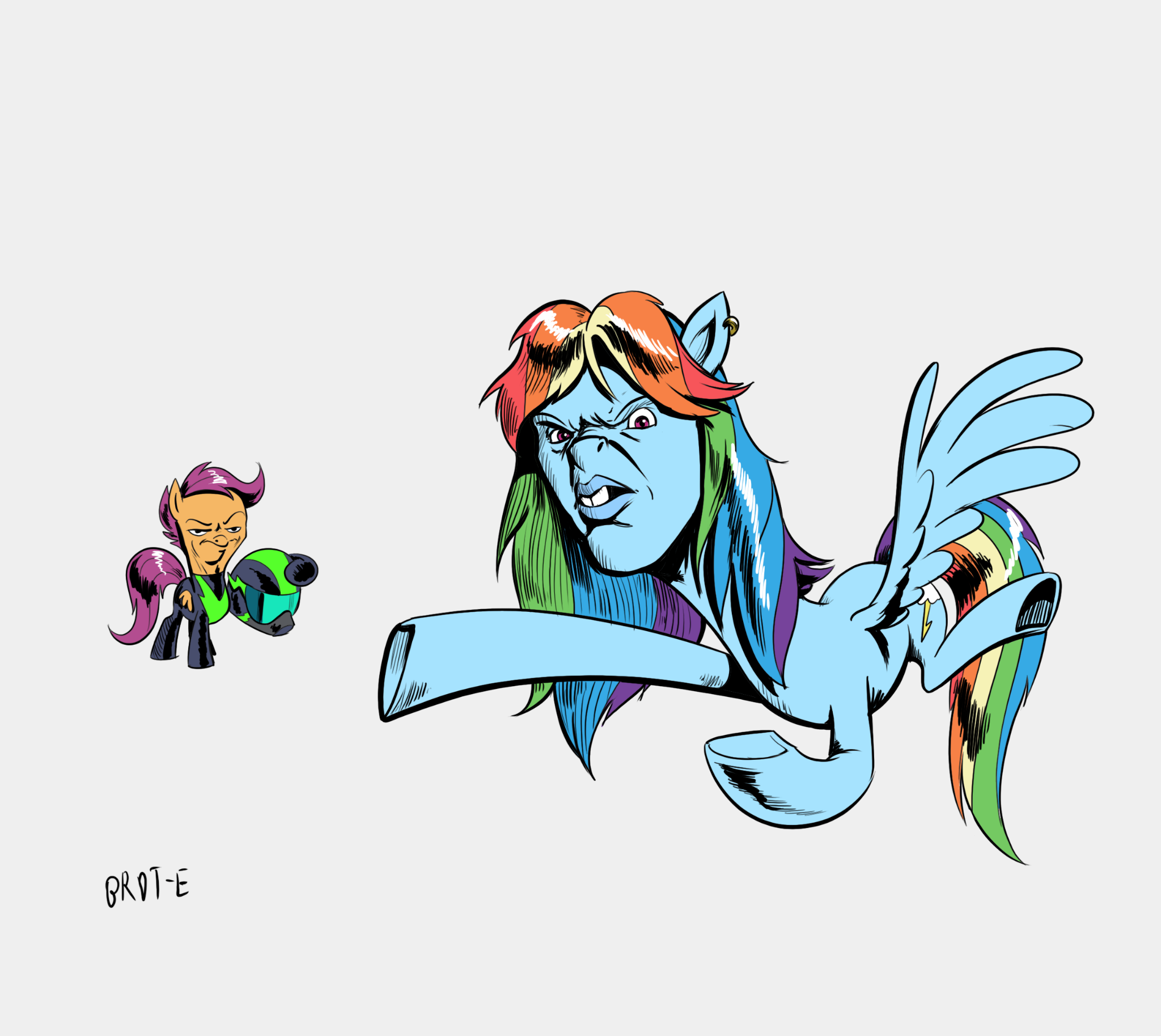 #3300399 - safe, artist:brdte, rainbow dash, scootaloo, pegasus, pony, g4, clothes, cursed image ...