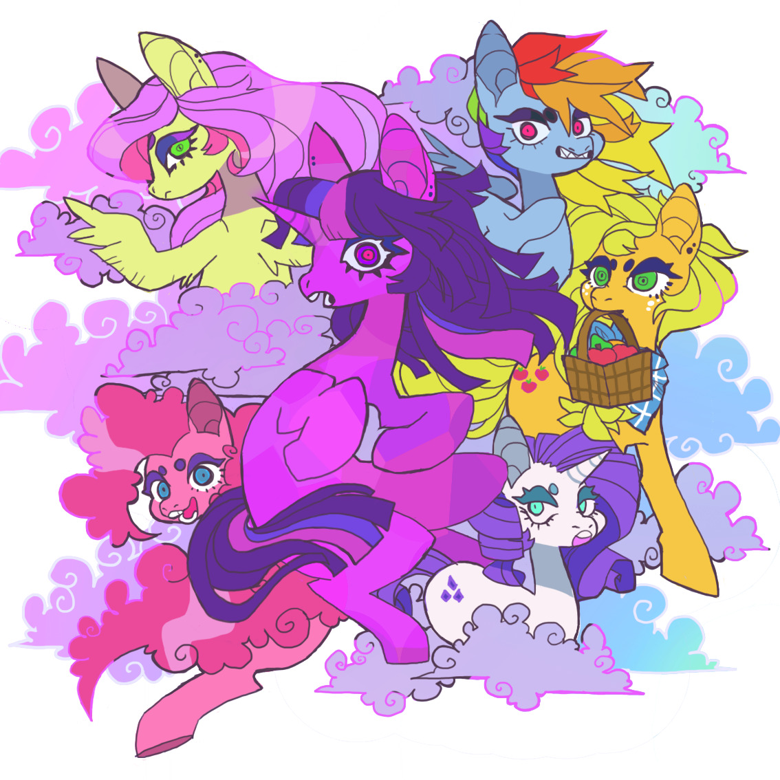 3303916 Safe Artist Cutesykill Applejack Fluttershy Pinkie Pie