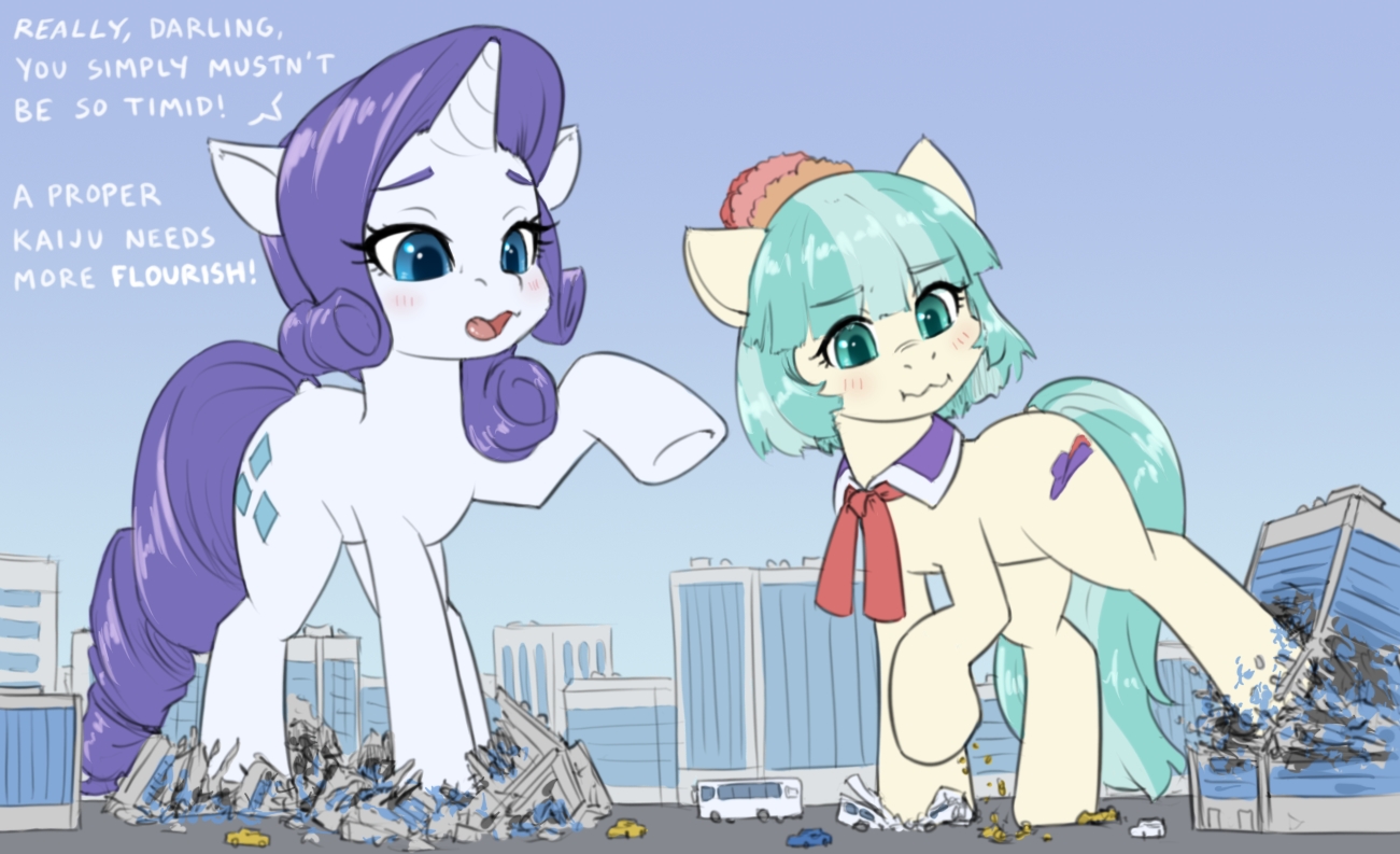 #3304417 - safe, artist:alloyrabbit, coco pommel, rarity, earth pony ...