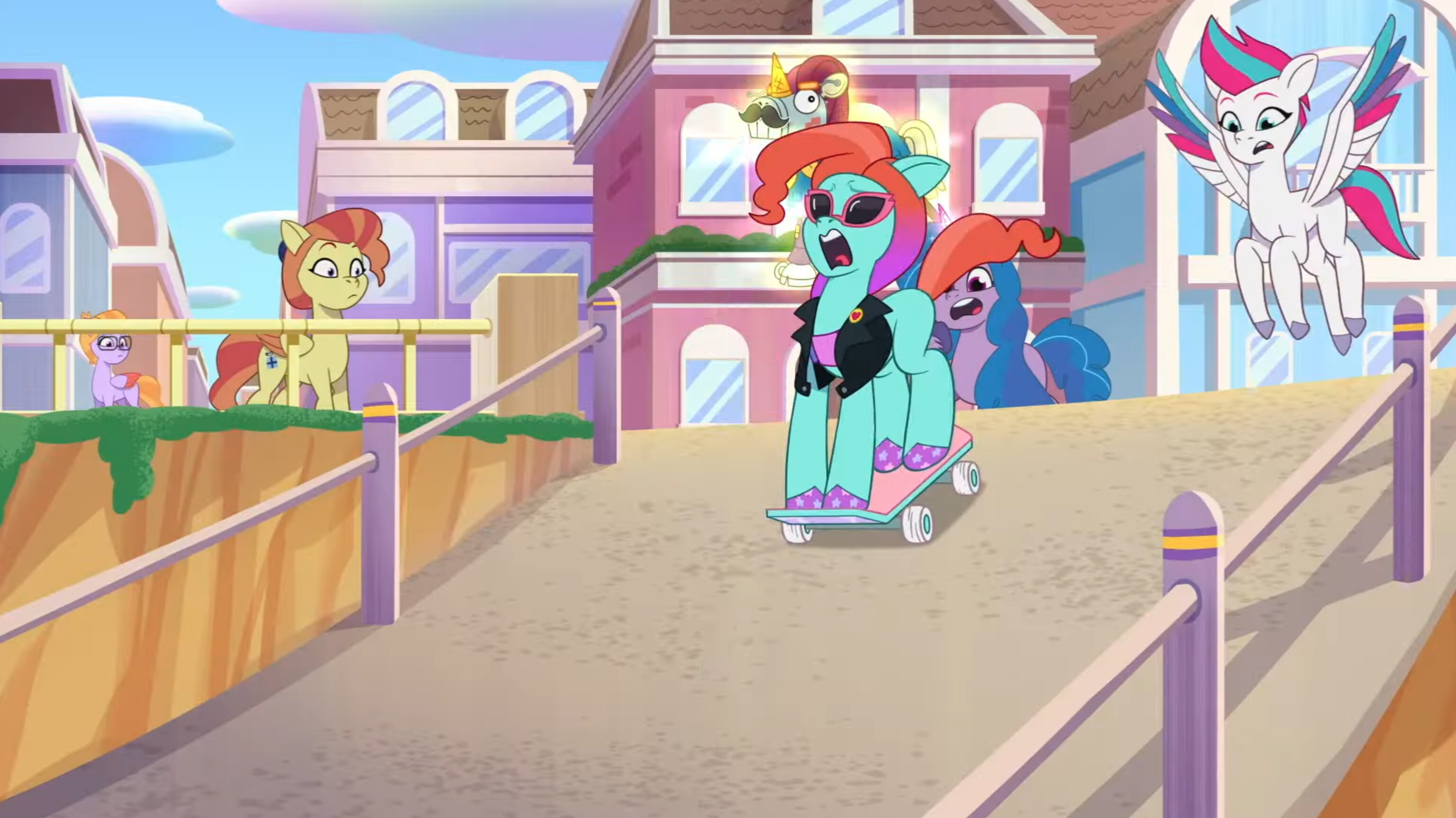 #3293718 - safe, screencap, autumn skies, izzy moonbow, jazz hooves ...