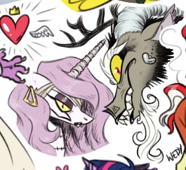 #3295978 - safe, artist:haunted_artist, discord, princess celestia ...