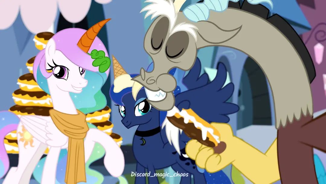 #3319846 - safe, artist:discord_magic_chaos, discord, princess celestia ...