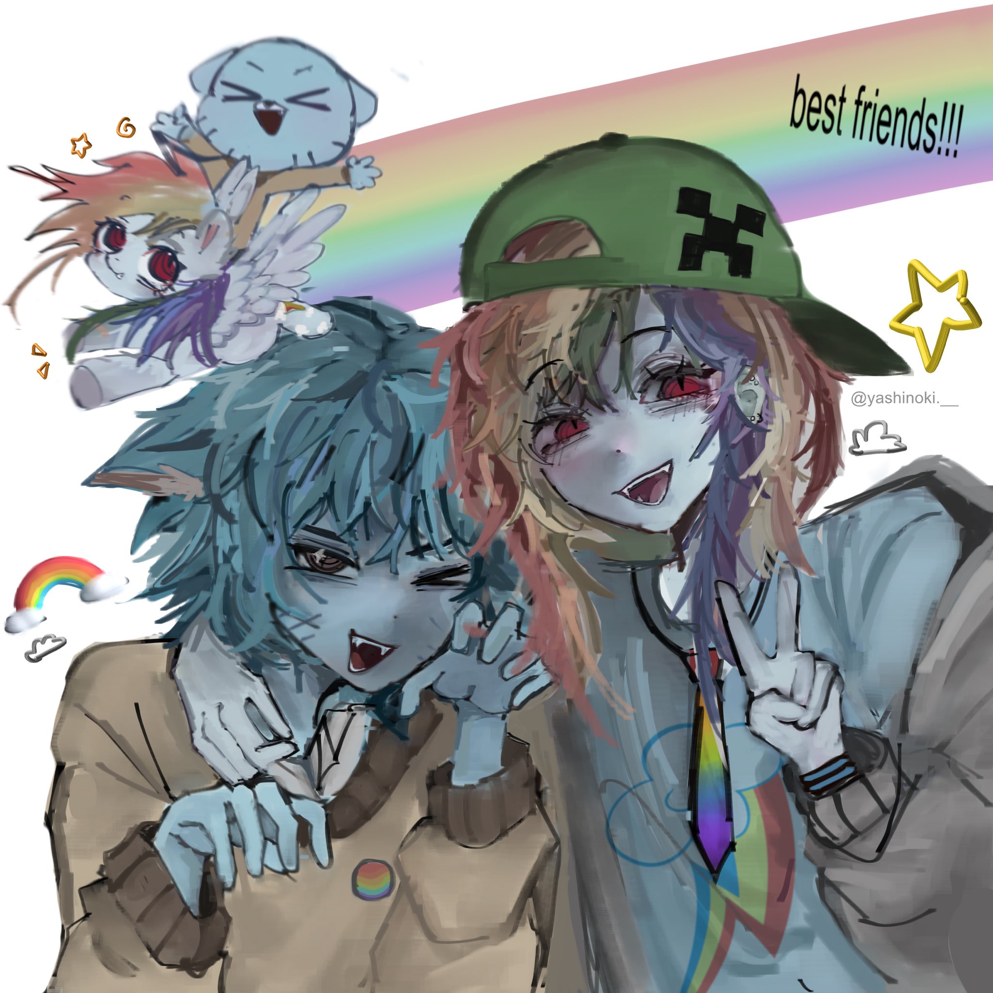 #3320622 - safe, artist:yashinoki____, rainbow dash, cat, human ...