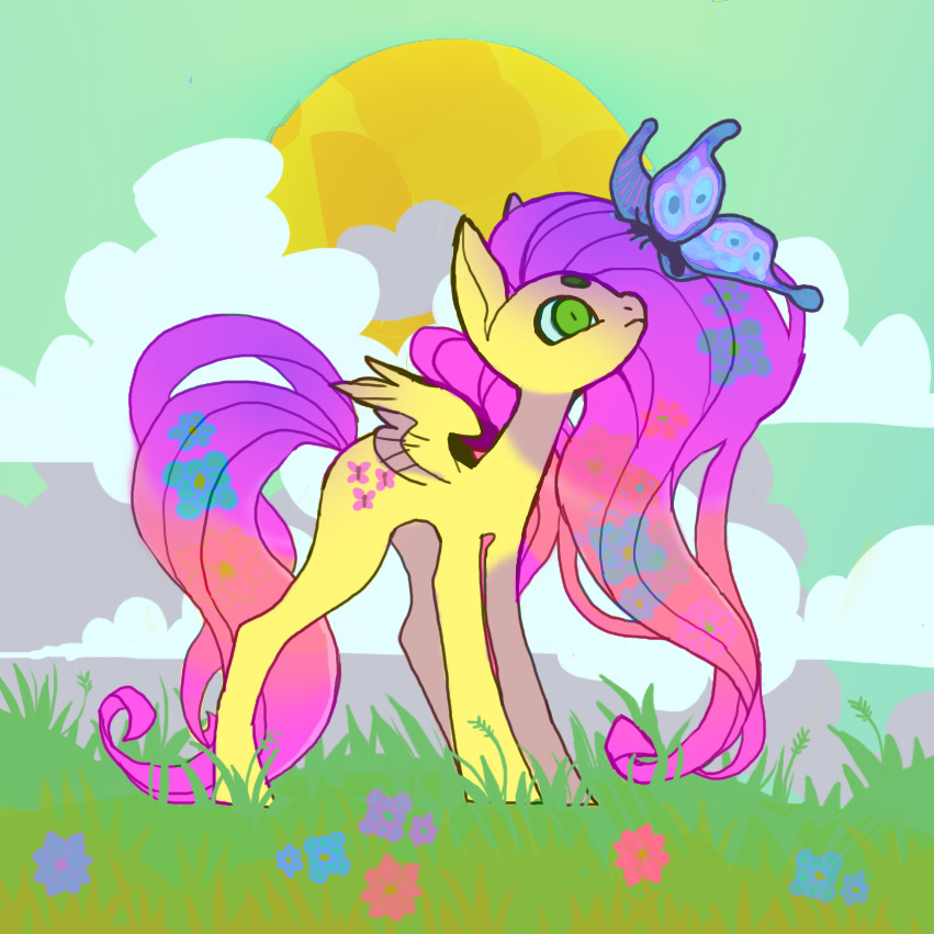 #3323733 - safe, artist:cutesykill, fluttershy, butterfly, pegasus ...