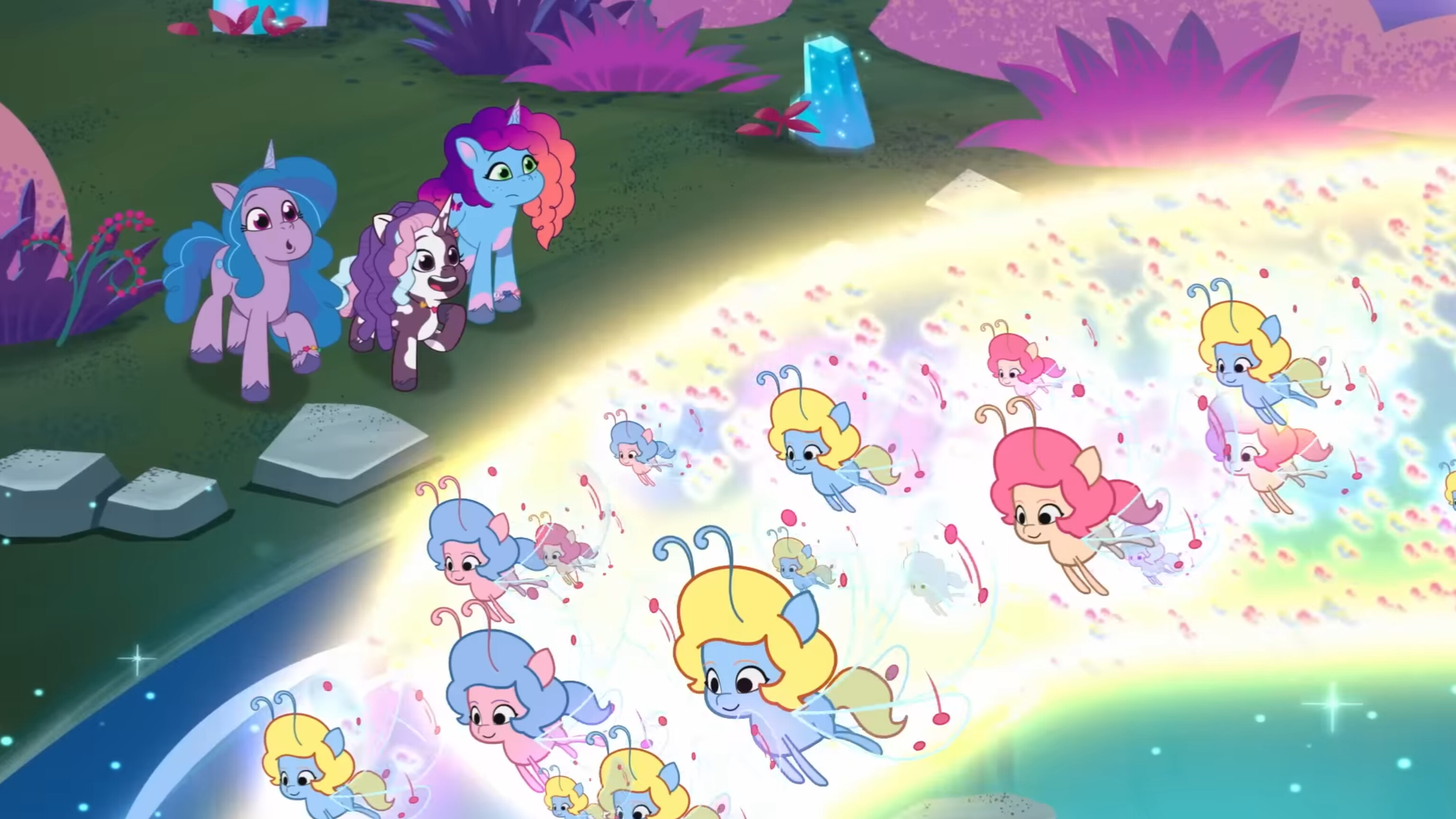 #3313595 - safe, screencap, izzy moonbow, misty brightdawn, violette ...