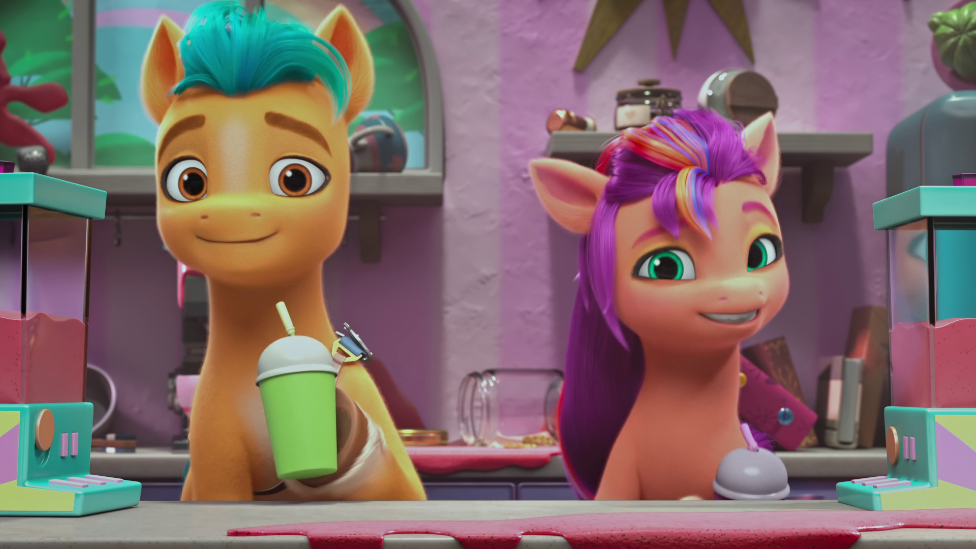 #3328889 - safe, screencap, hitch trailblazer, sunny starscout, earth pony, pony, g5, my little ...