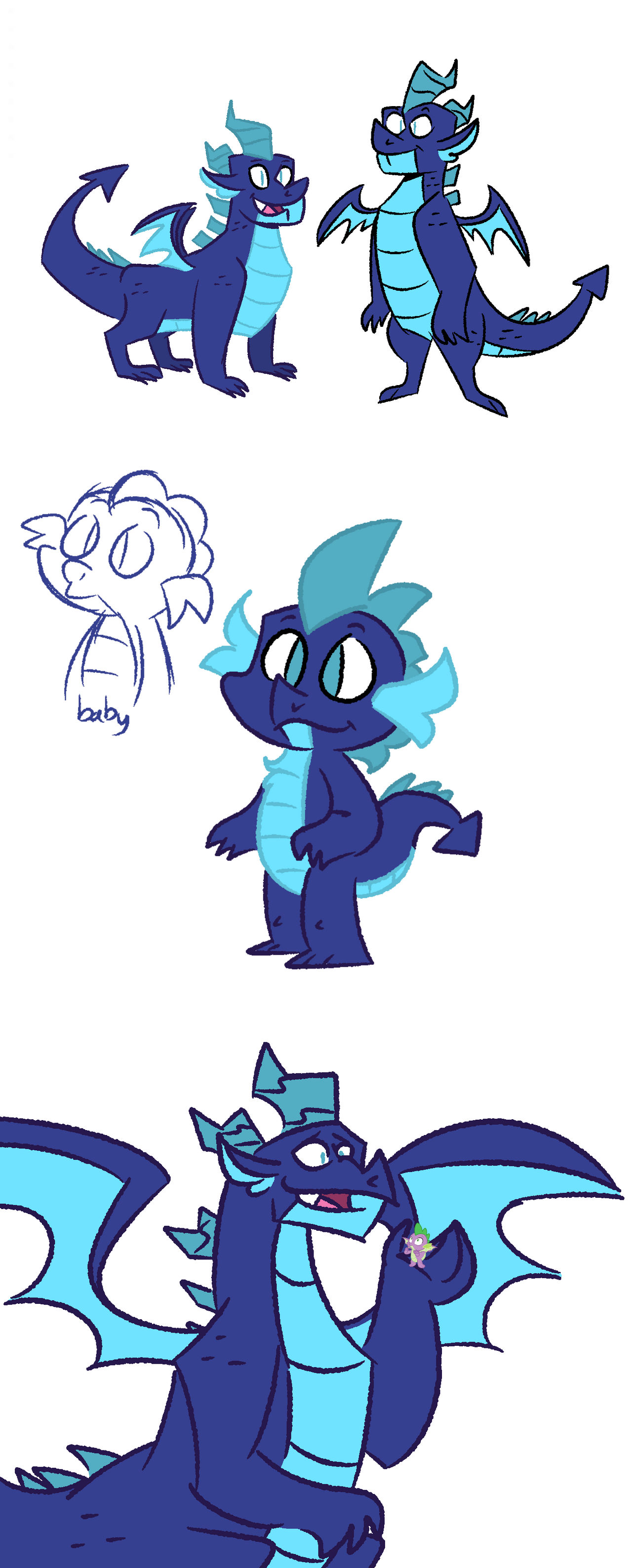 #3329398 - safe, artist:onebadpun, burnferno, spike, dragon, a flurry ...