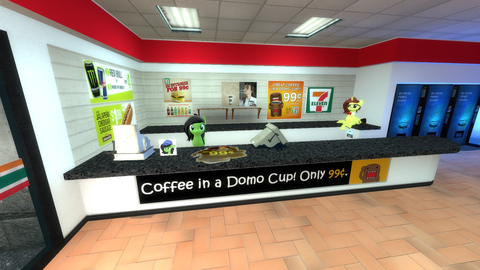 #3331307 - safe, 3d, 7-11, cashier, domo, employee, gmod, green eyes ...