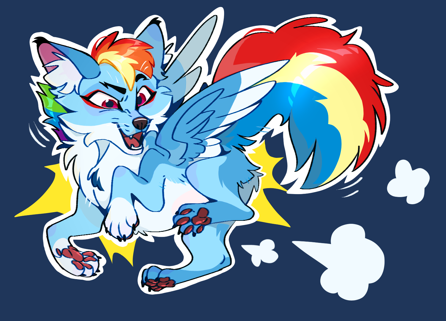 #3314411 - safe, artist:rr29578979, rainbow dash, fox, g4, belly fluff ...