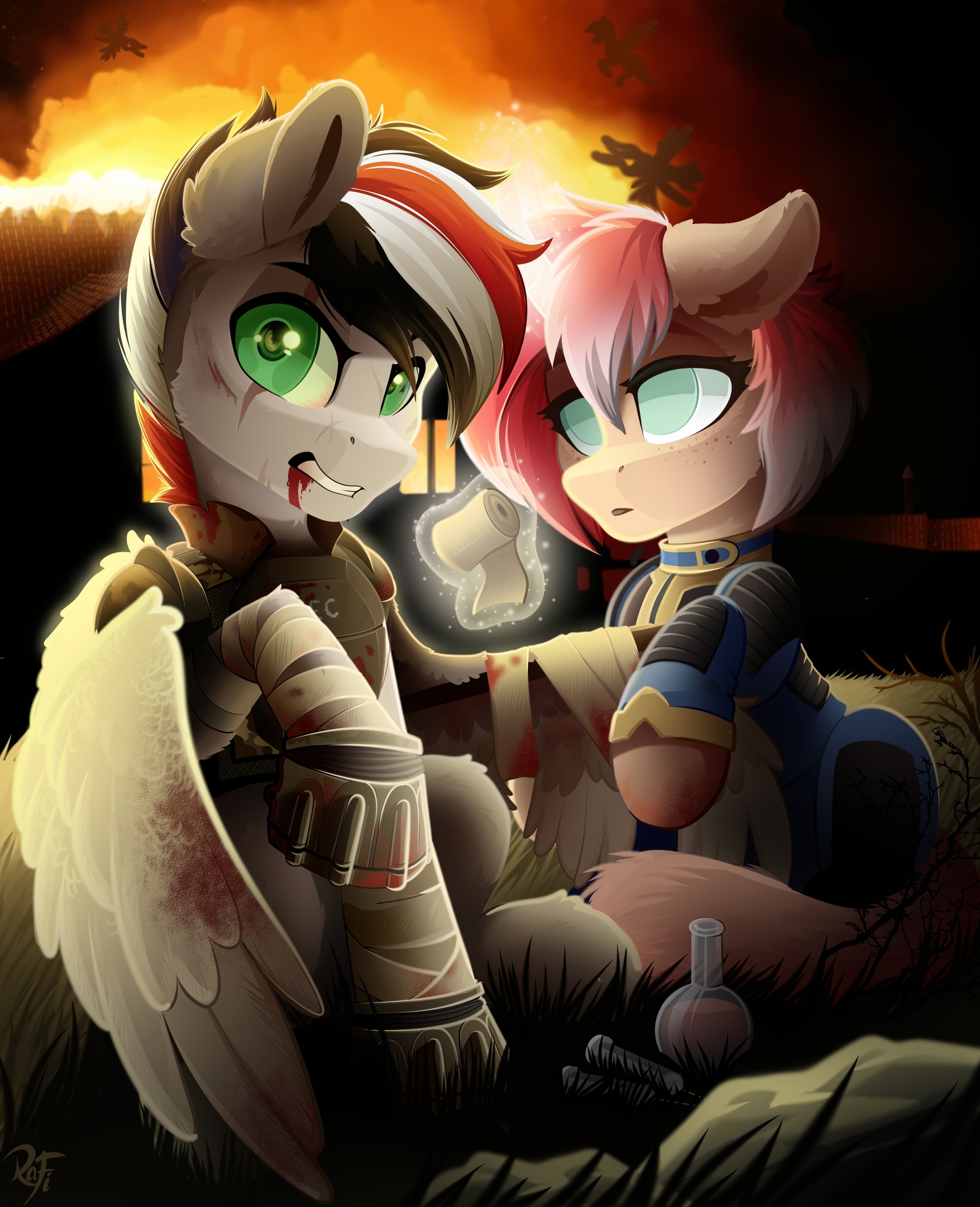 #3318271 - source needed, semi-grimdark, artist:rainbowfire, oc, oc only, oc:damiyan, oc ...