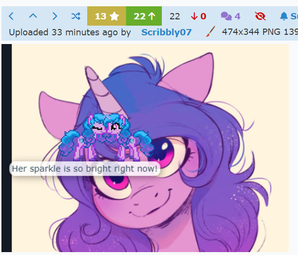 #3334076 - safe, artist:imalou, edit, izzy moonbow, pony, unicorn ...