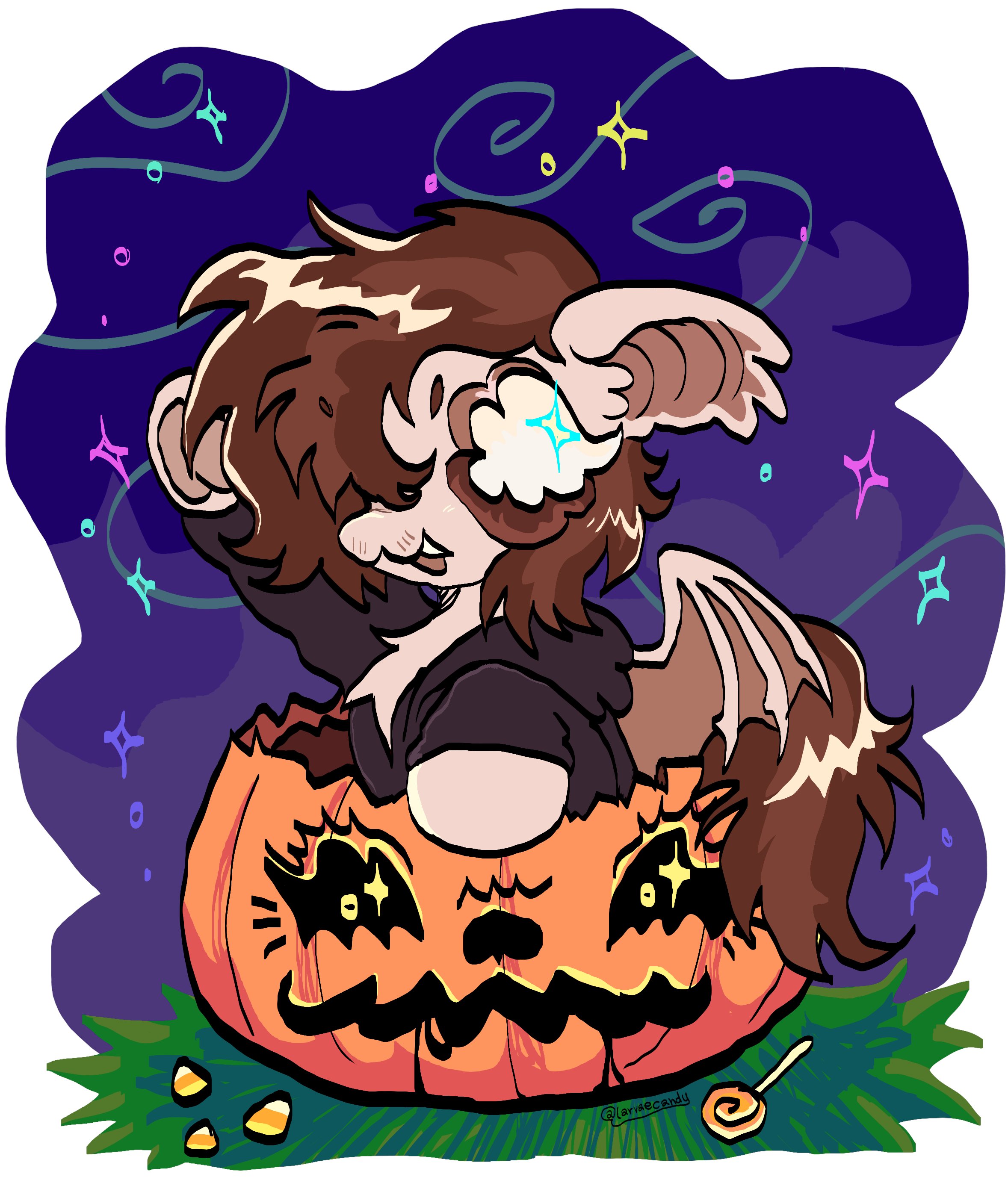 #3341300 - safe, artist:larvaecandy, oc, oc only, oc:pounce, bat pony ...