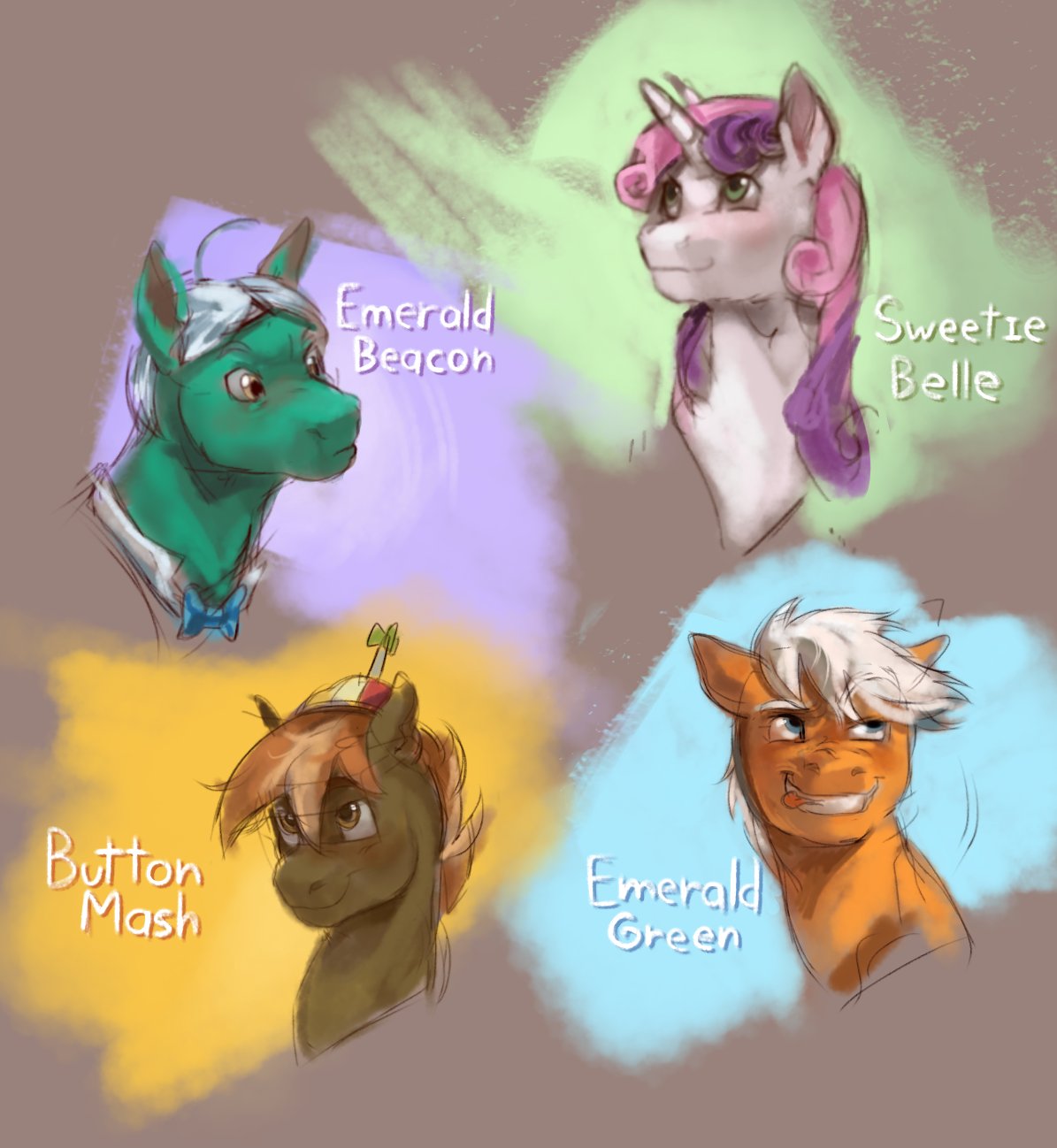 #3342593 - safe, artist:tarsaqus, button mash, sweetie belle, oc, oc ...