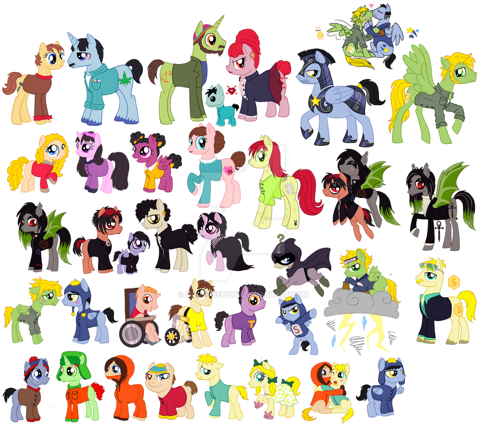 #3343278 - safe, artist:moondeer1616, bat pony, earth pony, pegasus ...