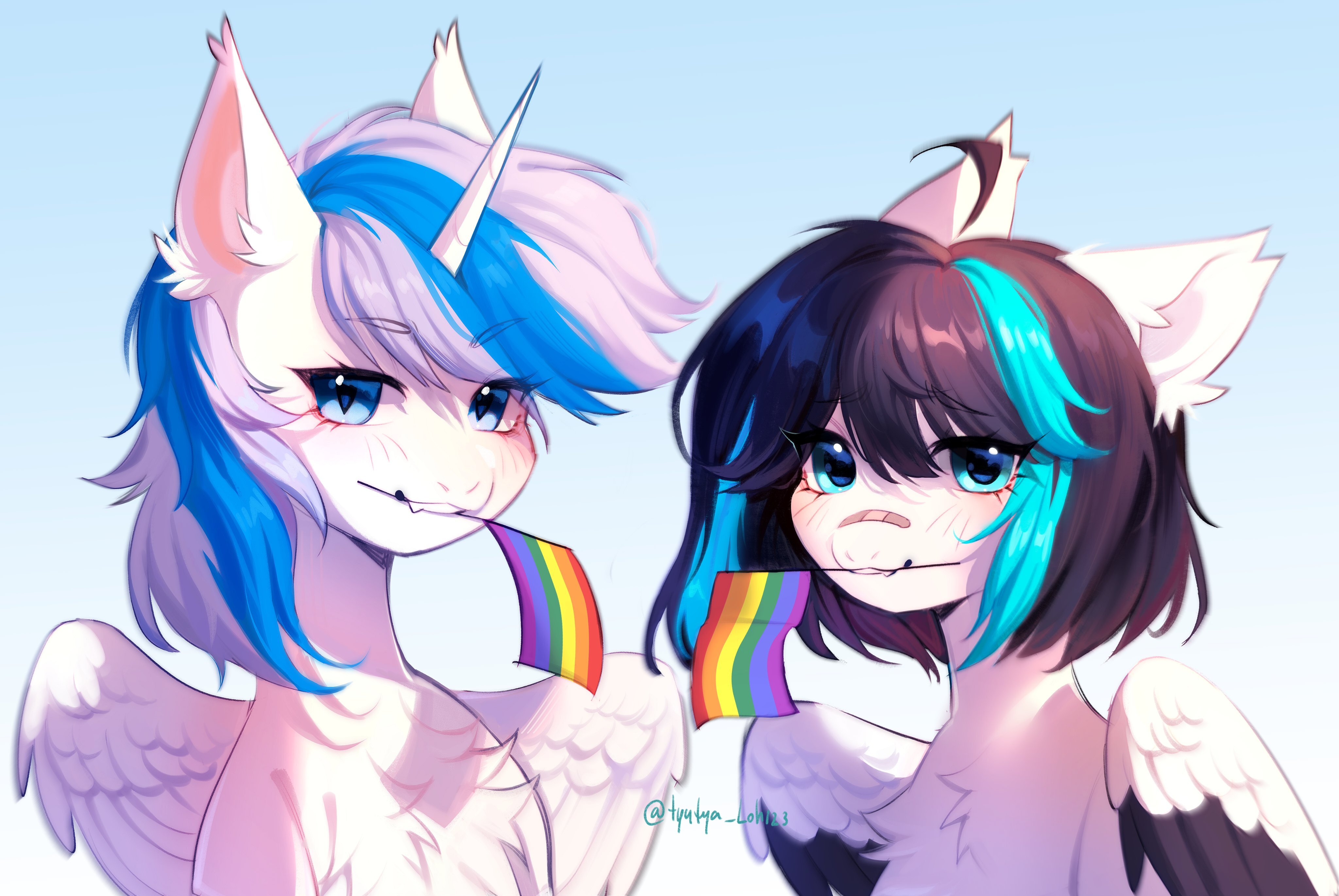 #3344291 - safe, artist:tyutya, oc, oc only, alicorn, pegasus, pony ...