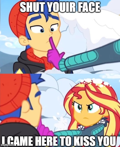 #3344892 - safe, screencap, flash sentry, sunset shimmer, equestria girls, g4, caption, engrish ...
