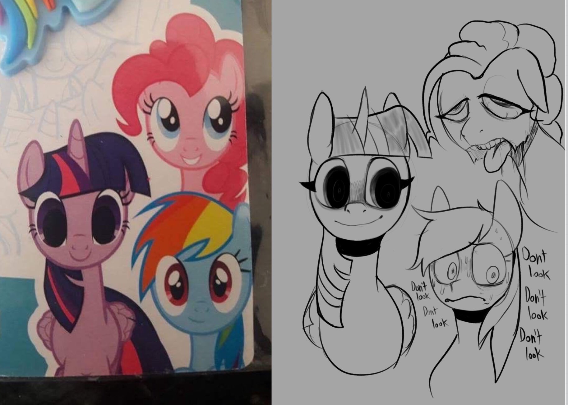 #3345054 - grimdark, artist:melodymelanchol, pinkie pie, rainbow dash ...