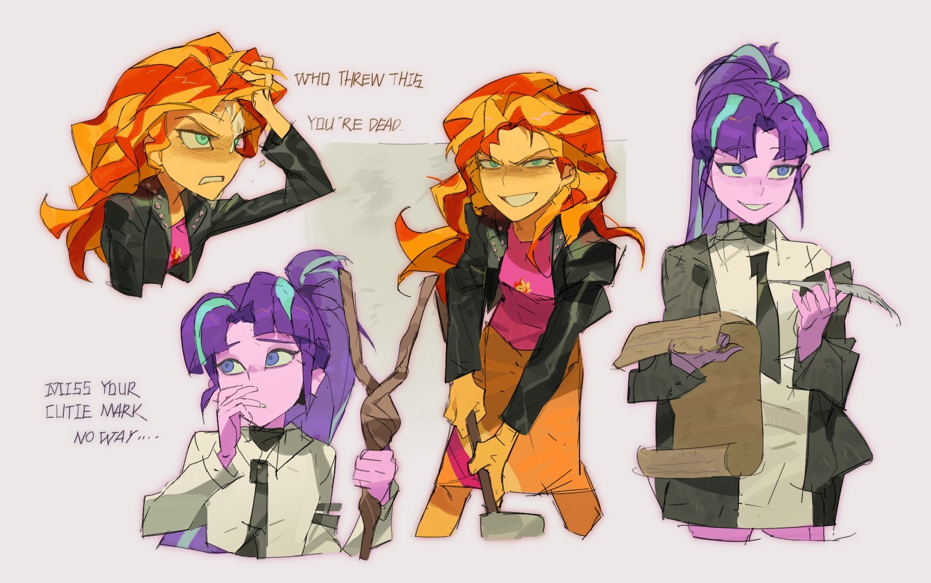 #3350765 - safe, artist:bilidongdong, starlight glimmer, sunset shimmer ...