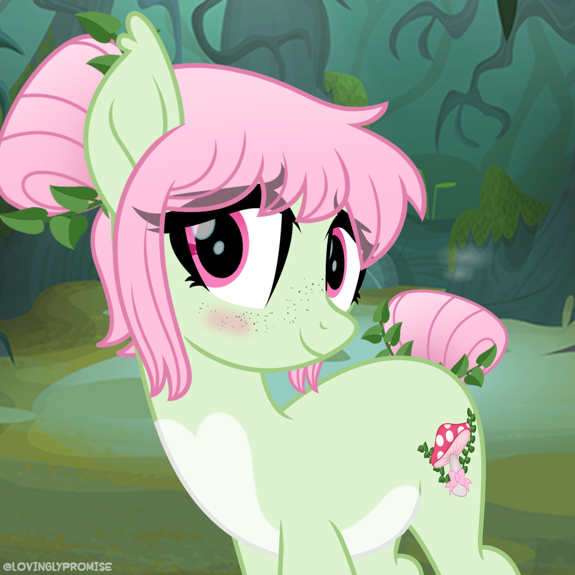 #3350963 - safe, artist:lovinglypromise, oc, oc:amanita evergreen, earth pony, pony, female ...