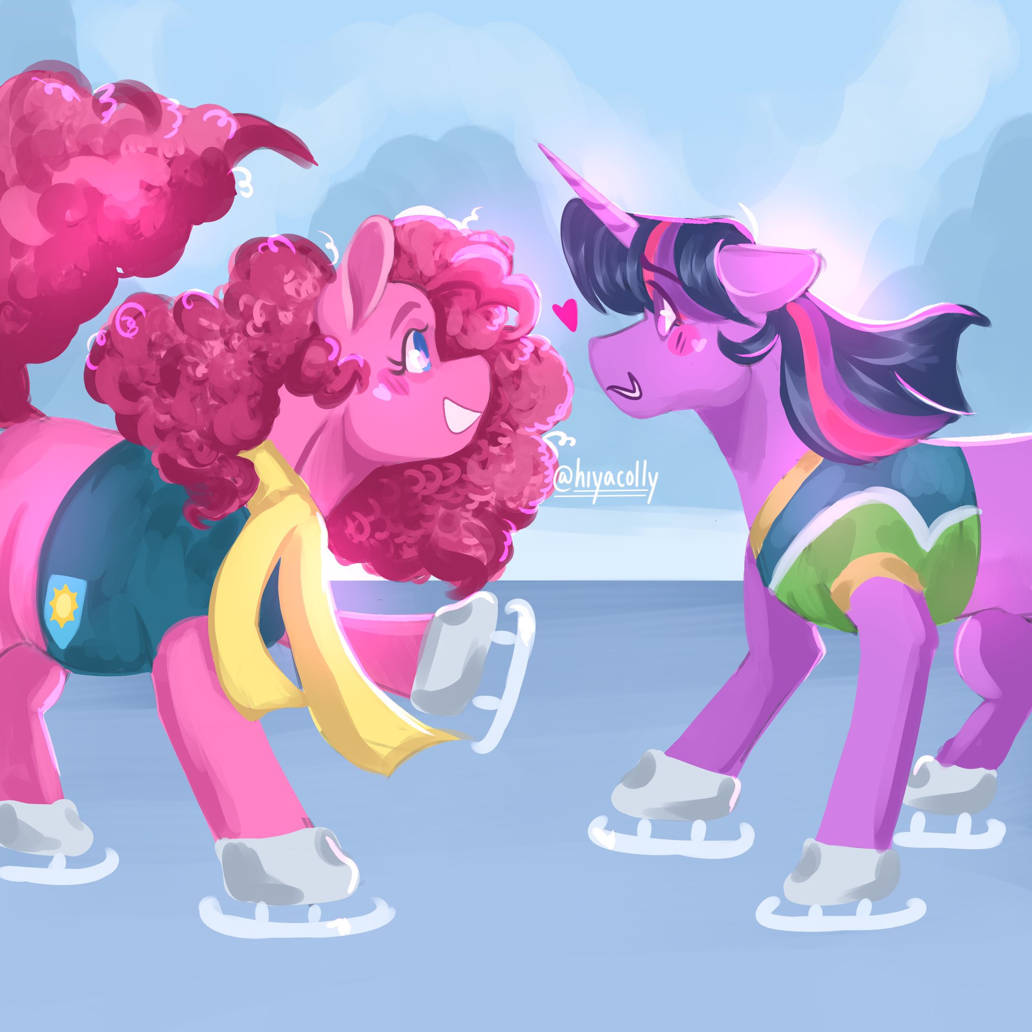 #3353695 - safe, artist:hiyacolly, pinkie pie, twilight sparkle, earth ...