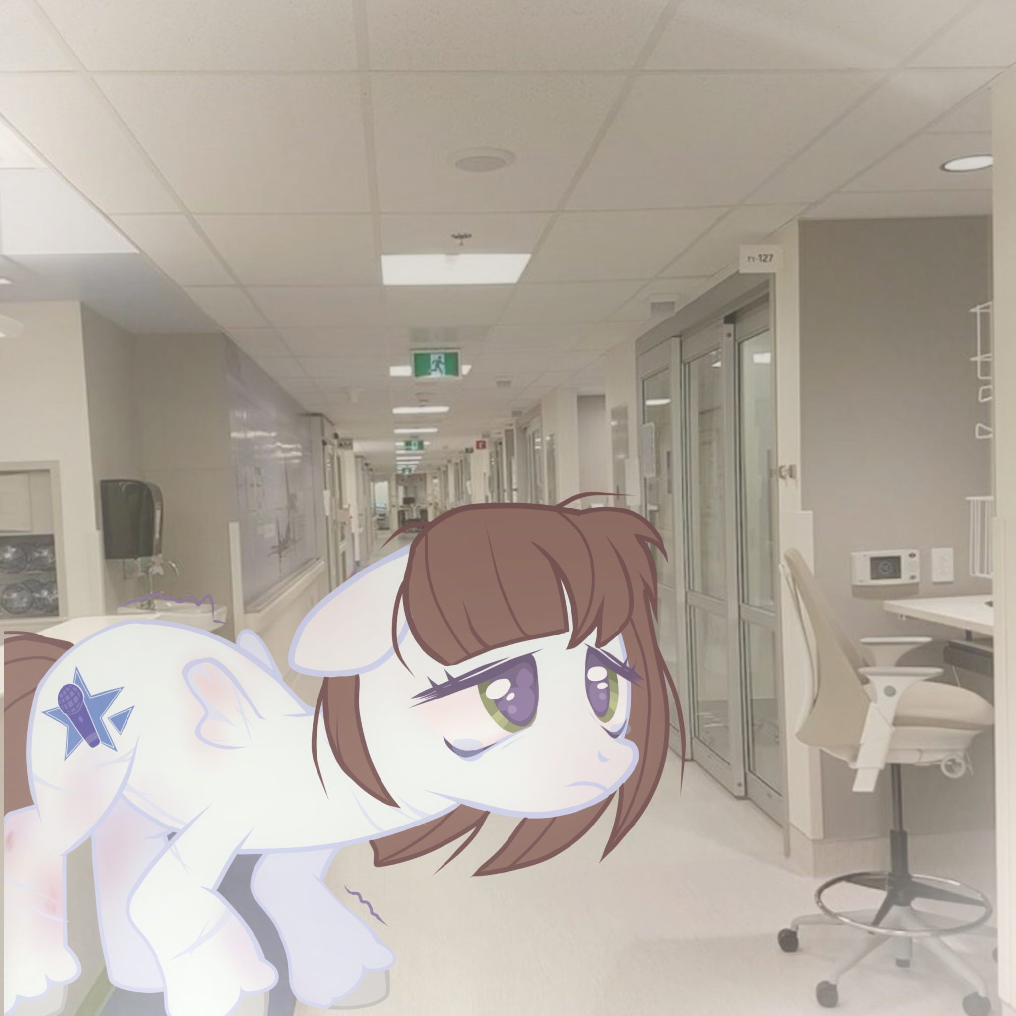 #3337221 - safe, artist:plinky, oc, pony, crying, disabled, hospital ...