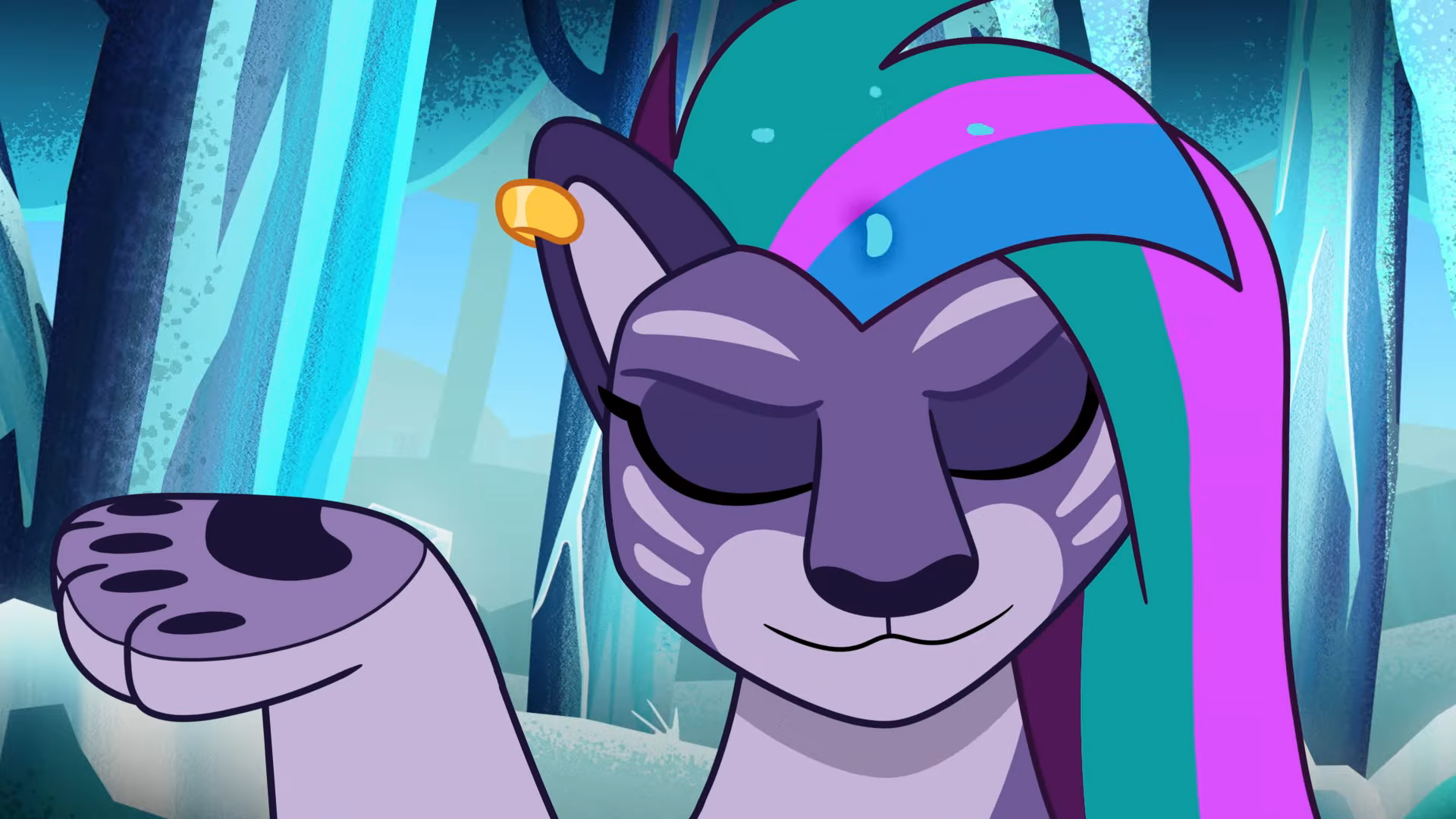 #3339887 - safe, screencap, allura, aq bars, big cat, leopard, snow ...