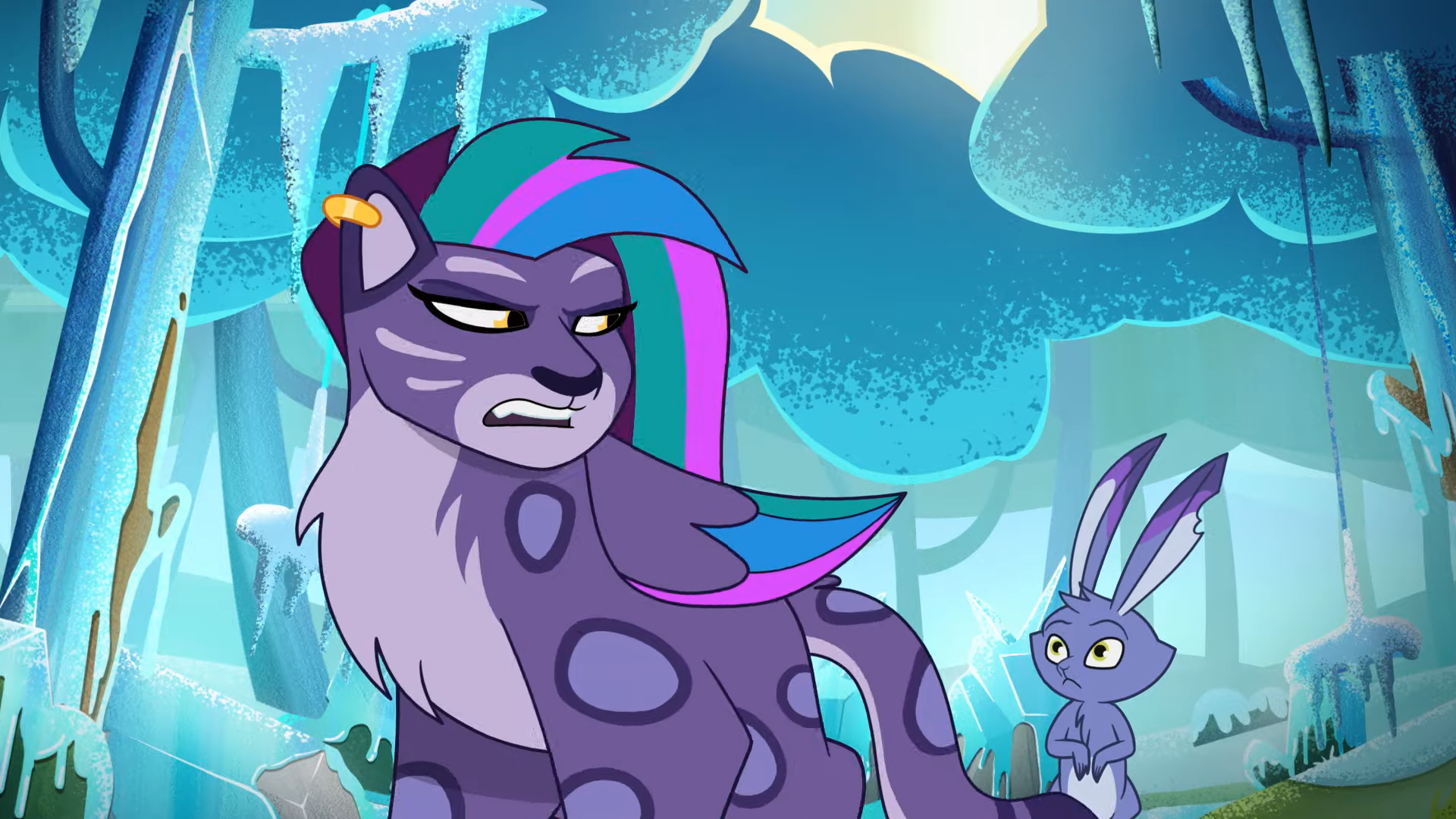 #3339890 - safe, screencap, allura, twitch (g5), big cat, leopard, snow ...