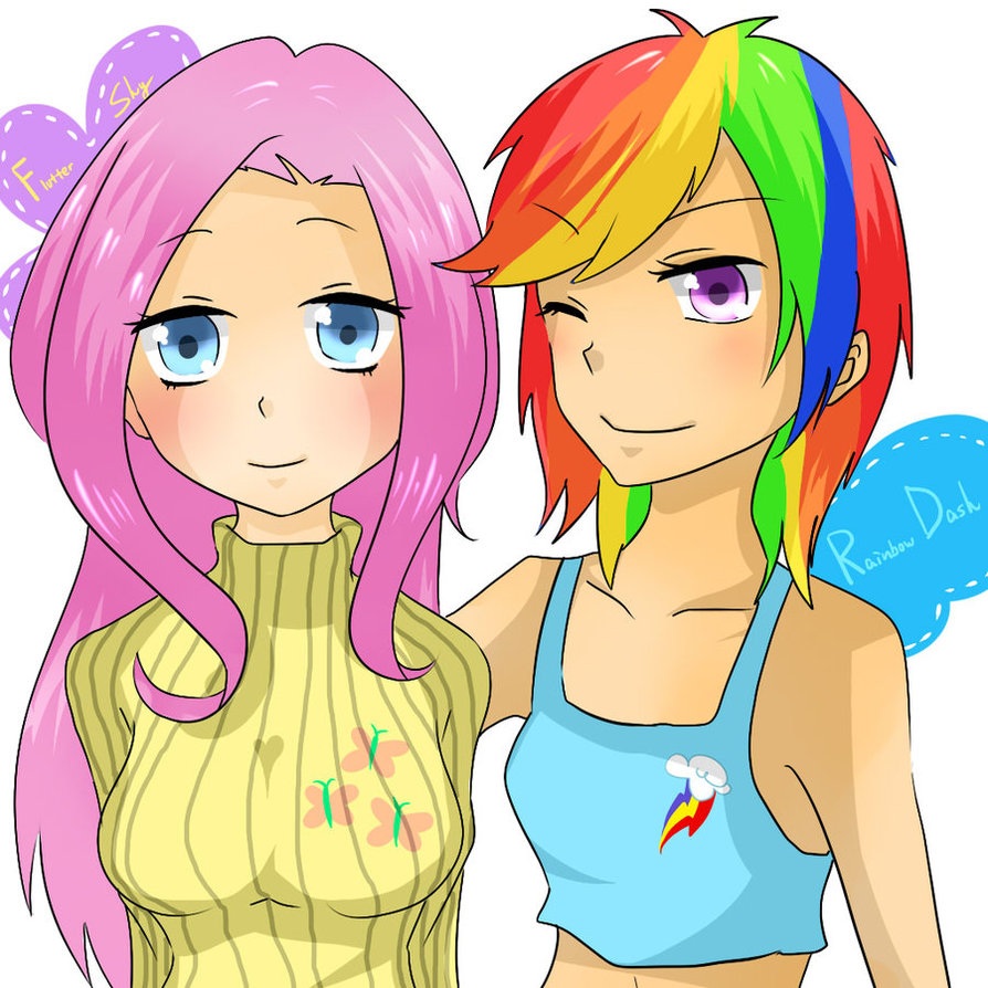 #3340196 - safe, artist:nightcoreundead, fluttershy, rainbow dash ...