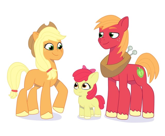 #3361653 - safe, artist:jazzhooves, apple bloom, applejack, big ...