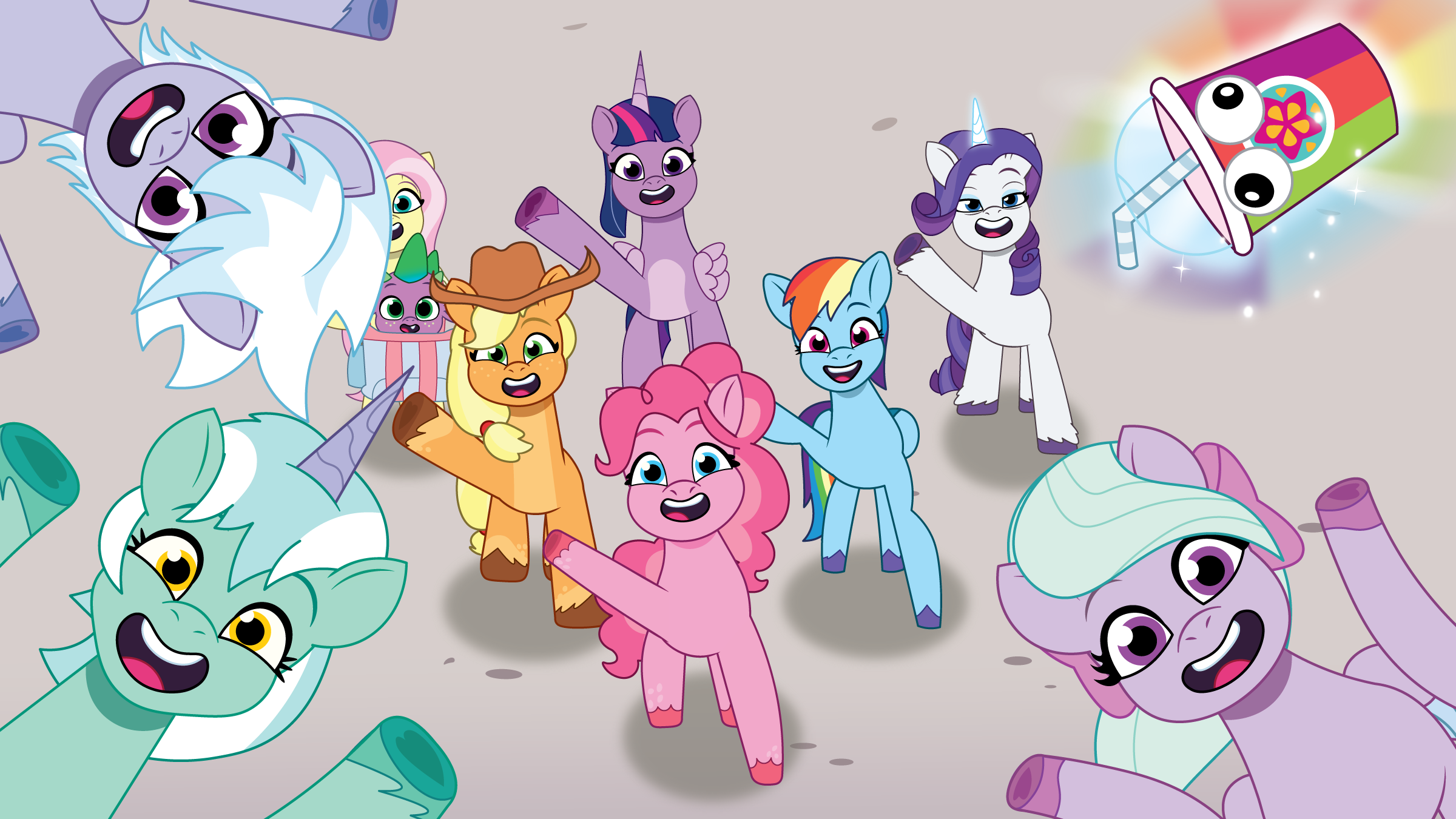 #3363398 - safe, artist:prixy05, applejack, cloudchaser, fernando the ...