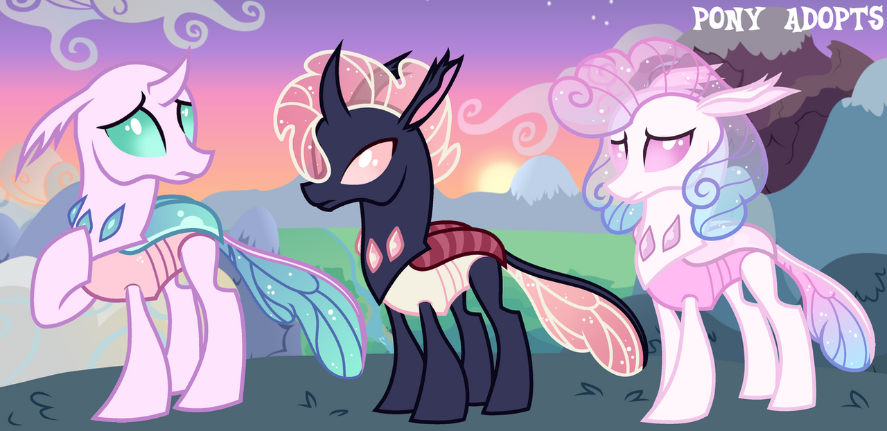 #3364134 - safe, artist:vi45, oc, oc only, changedling, changeling, dark changedling, pink ...