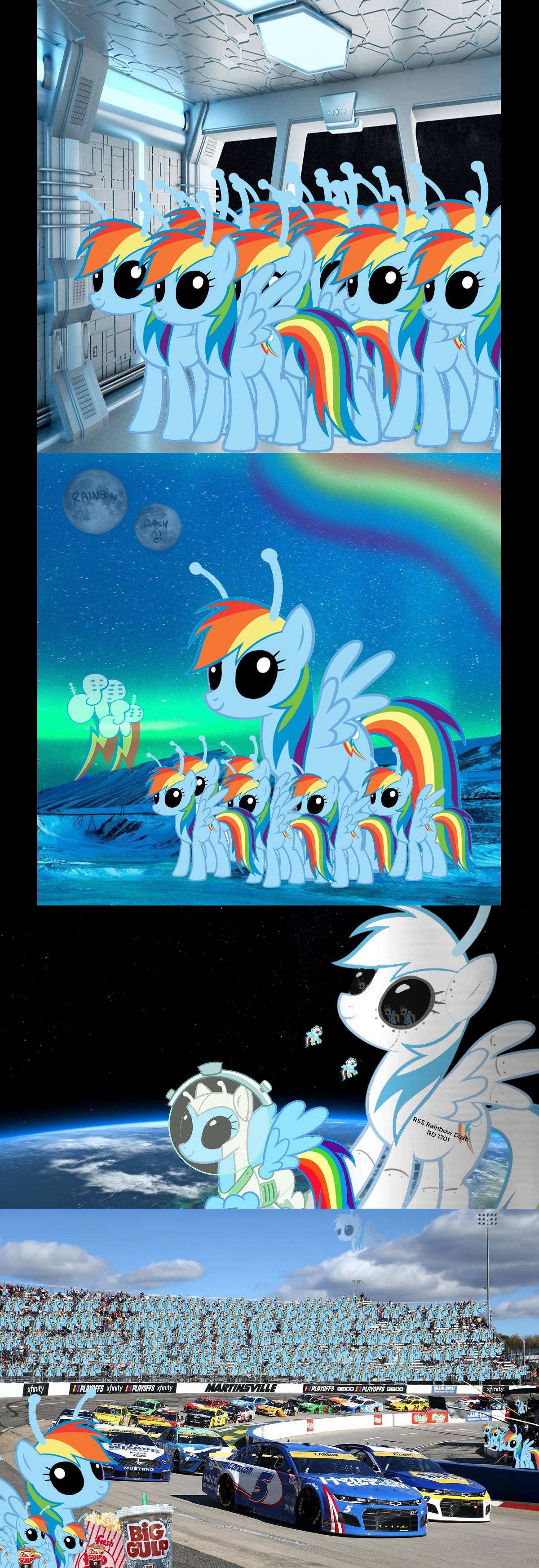 #3364843 - safe, artist:tjpones, edit, rainbow dash, alien, alien pony ...