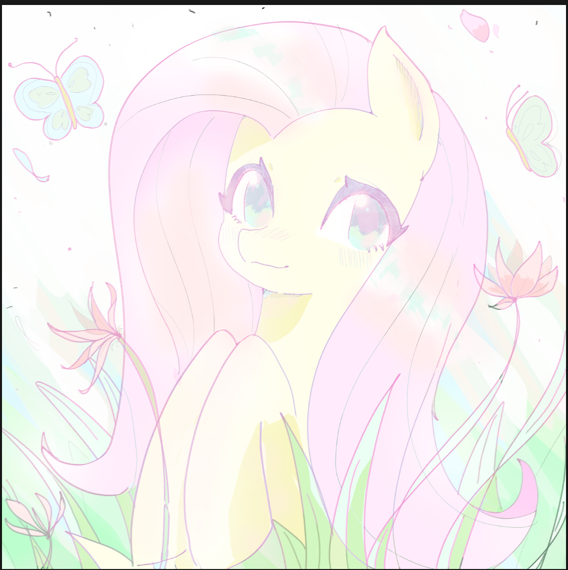 #3366440 - safe, artist:37240622, fluttershy, butterfly, pegasus, pony ...
