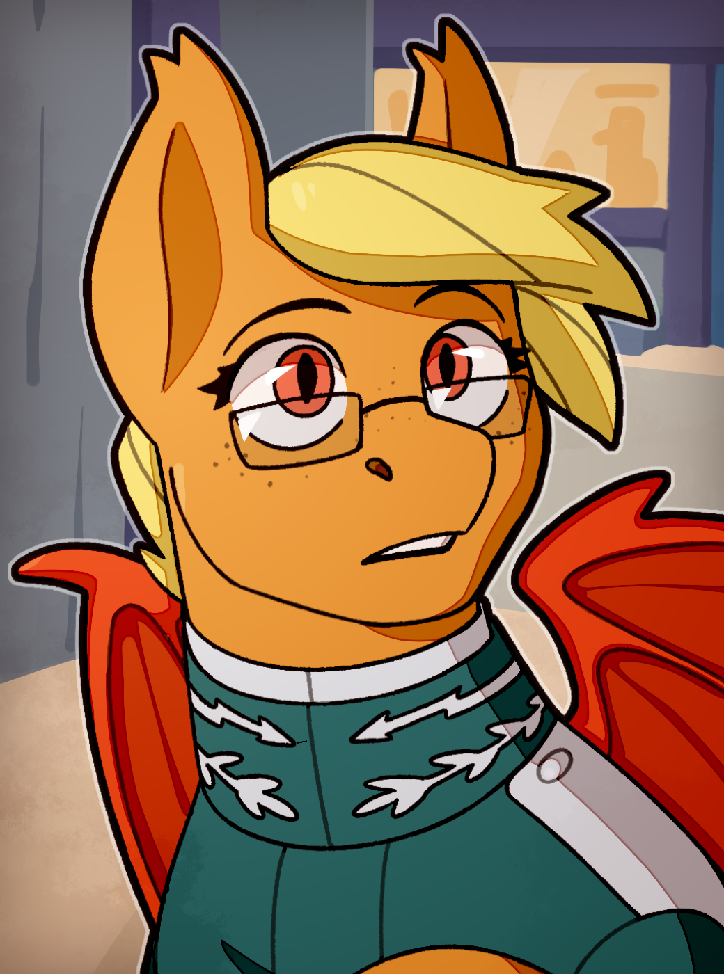 #3366695 - safe, artist:bunnyshrubby, oc, oc only, oc:sonar beep, bat ...