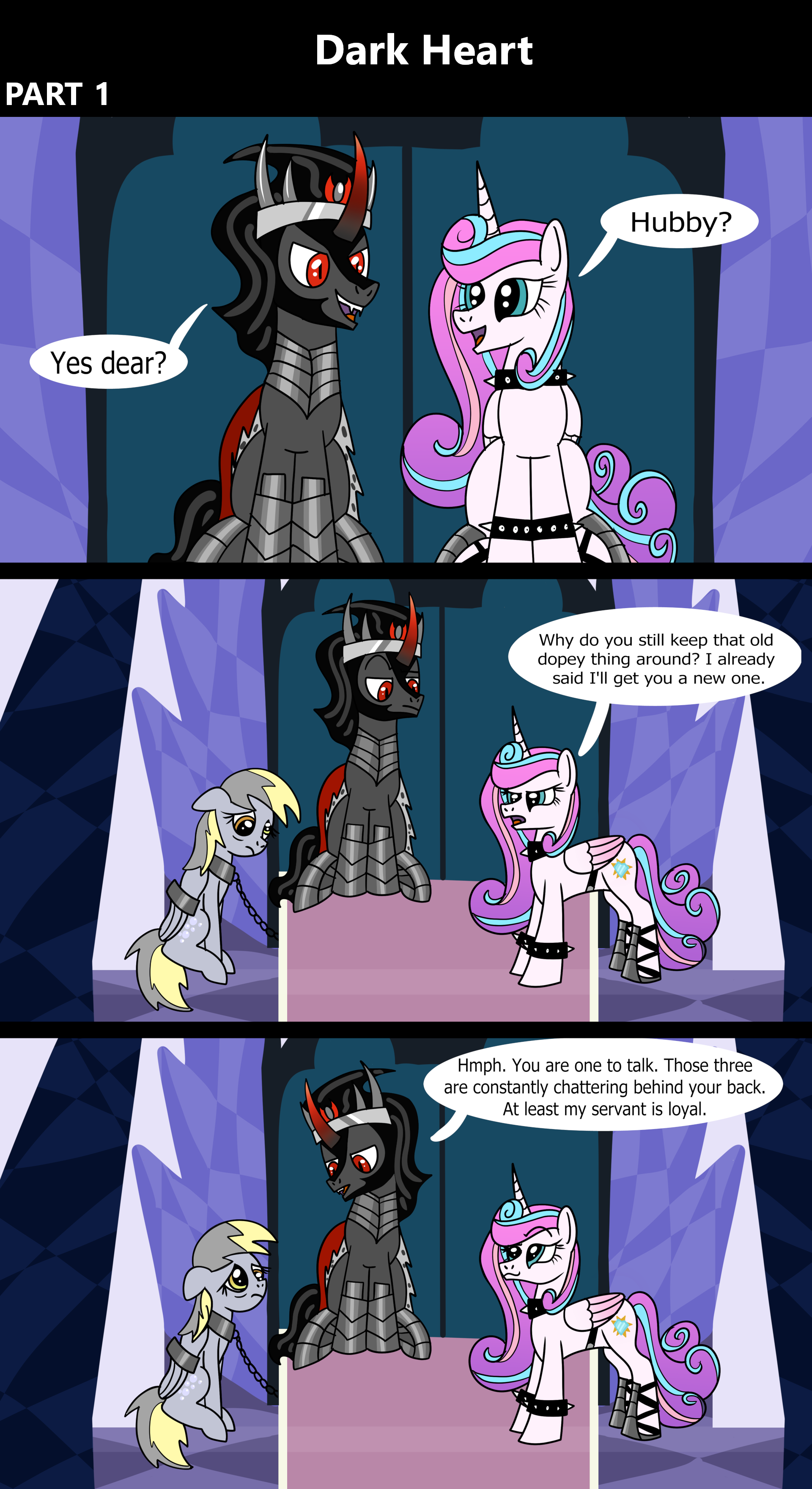 #3366703 - safe, artist:platinumdrop, derpy hooves, king sombra, princess flurry heart, alicorn ...