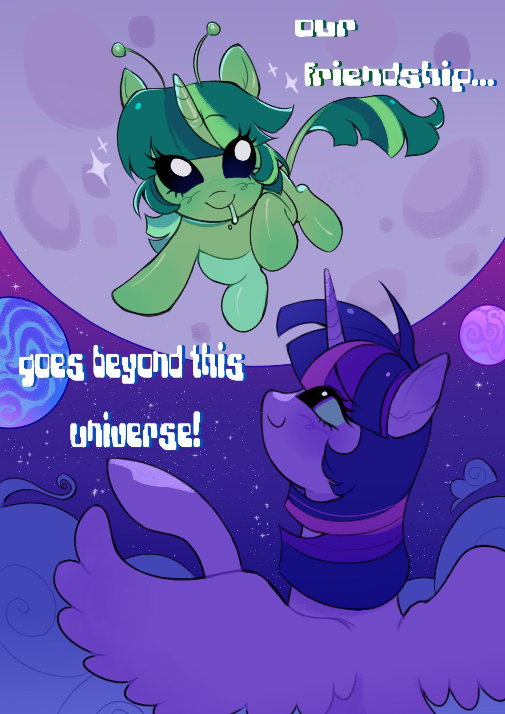 #3367105 - safe, artist:dulcesilly, twilight sparkle, oc, oc only, oc:boop, alicorn, alien ...