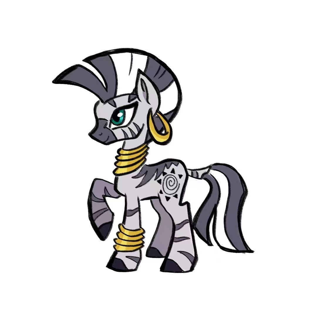 #3356405 - safe, artist:苍蝇擦擦, zecora, zebra, female, mare, raised hoof ...