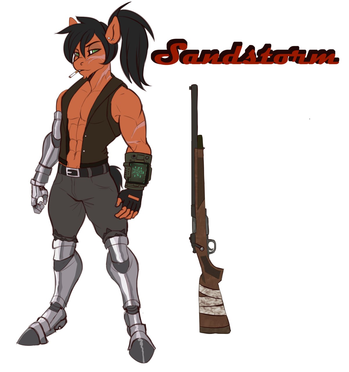 #3367564 - safe, artist:obscured, oc, oc only, anthro, fallout equestria, crossover, fallout ...